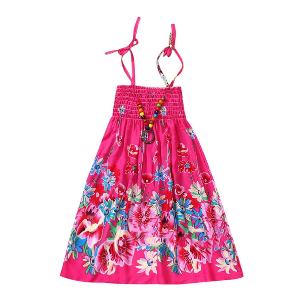TAIAOJING Vestidos Kids Floral Clothes Baby Bohemian Beach Girls Straps ...