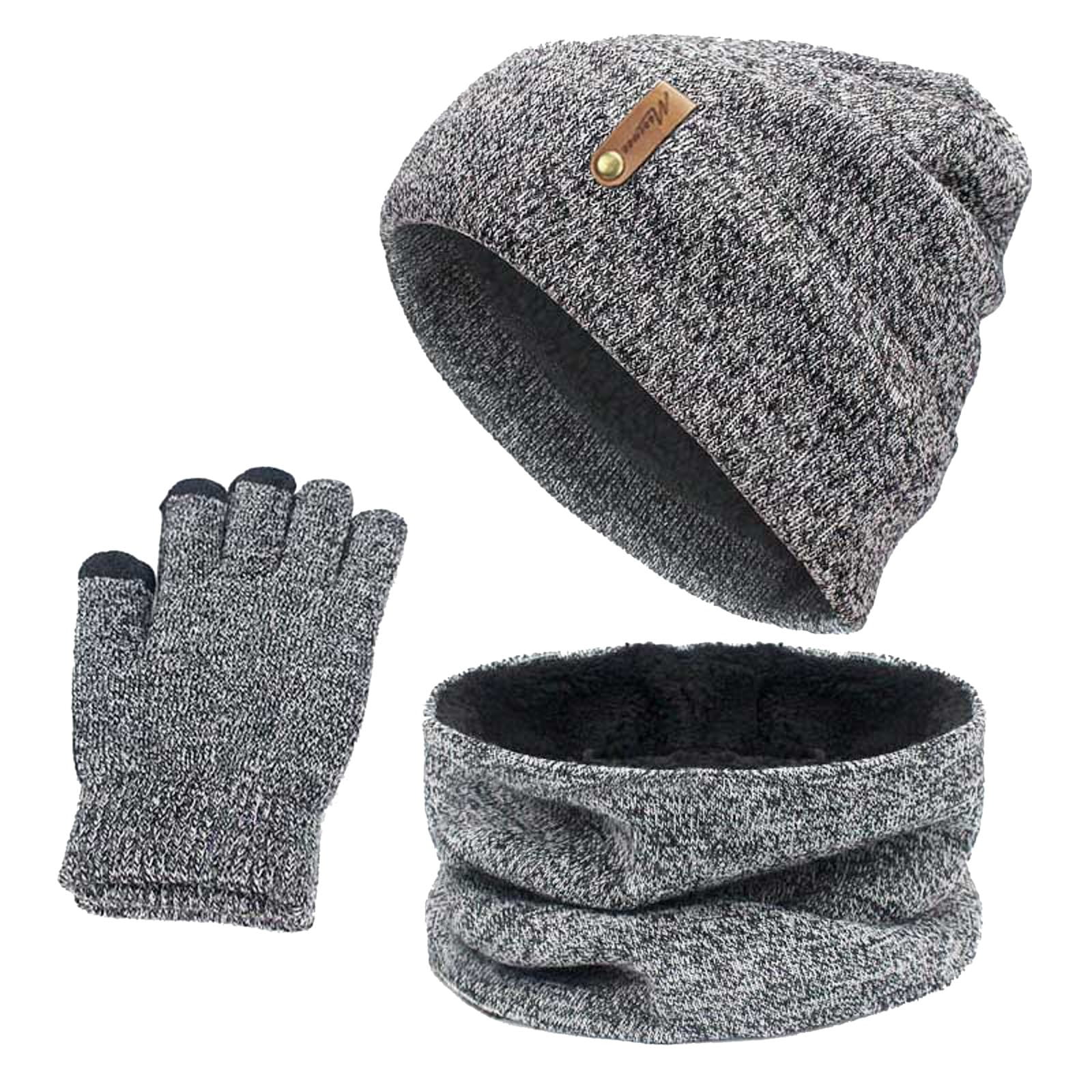 TAIAOJING Winter Beanie Hat Scarf Gloves Set for Women Men Autumn Warm ...