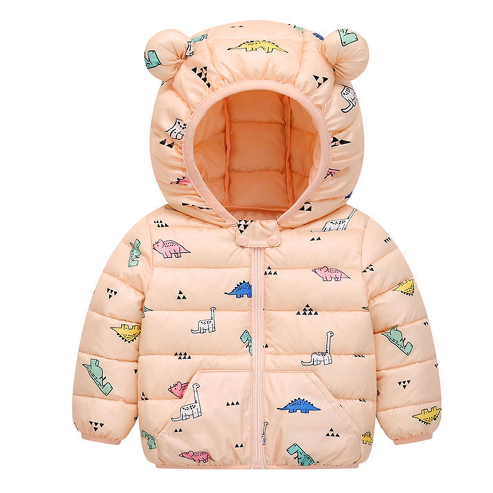 TAIAOJING Winter Coats for Kids with Hoods Toddler Warm Jacket Dinosaur Cartoon Coats Bear Ears ...