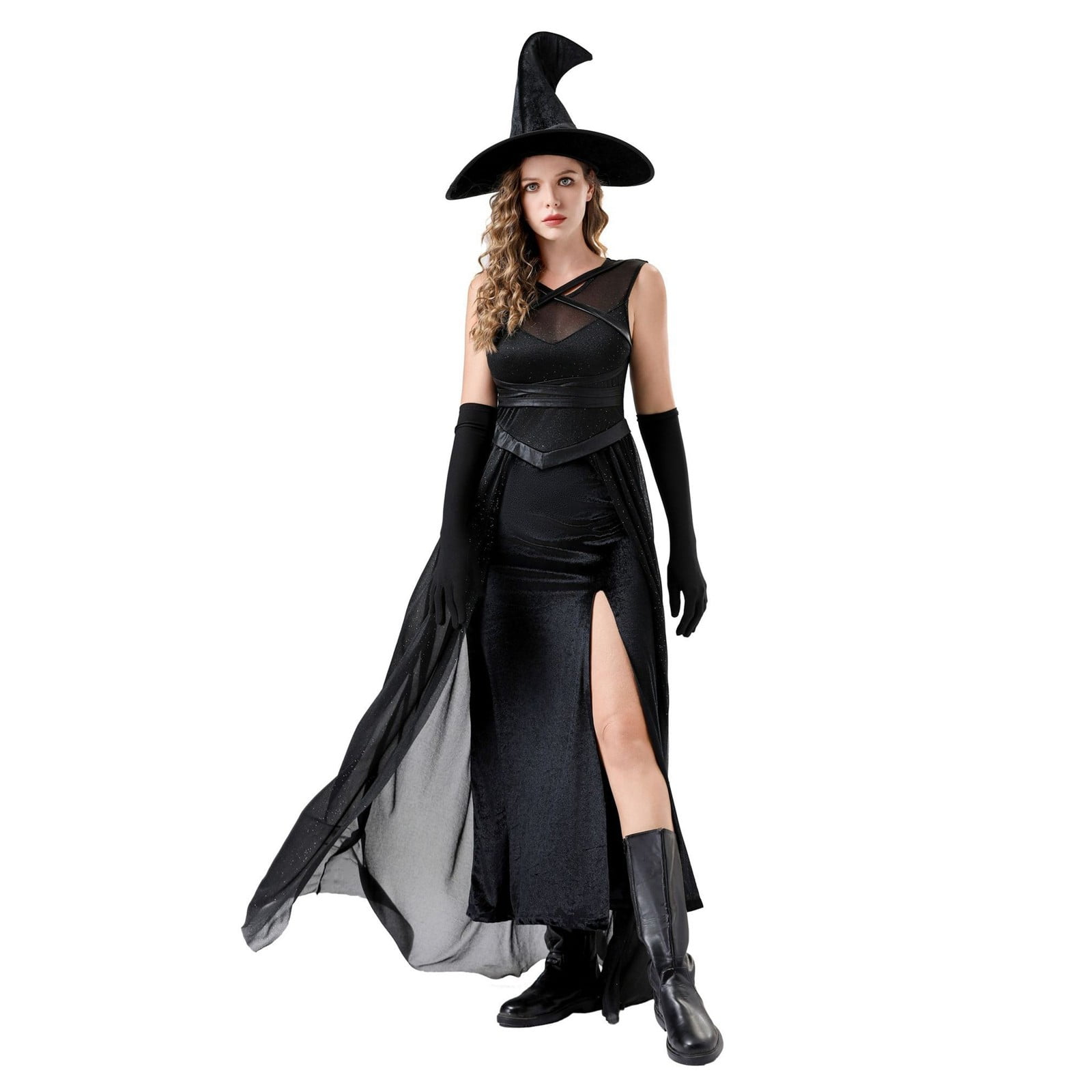 TAIAOJING Witch Costumes For Women Black Dress Hallowmas Party Outfit ...