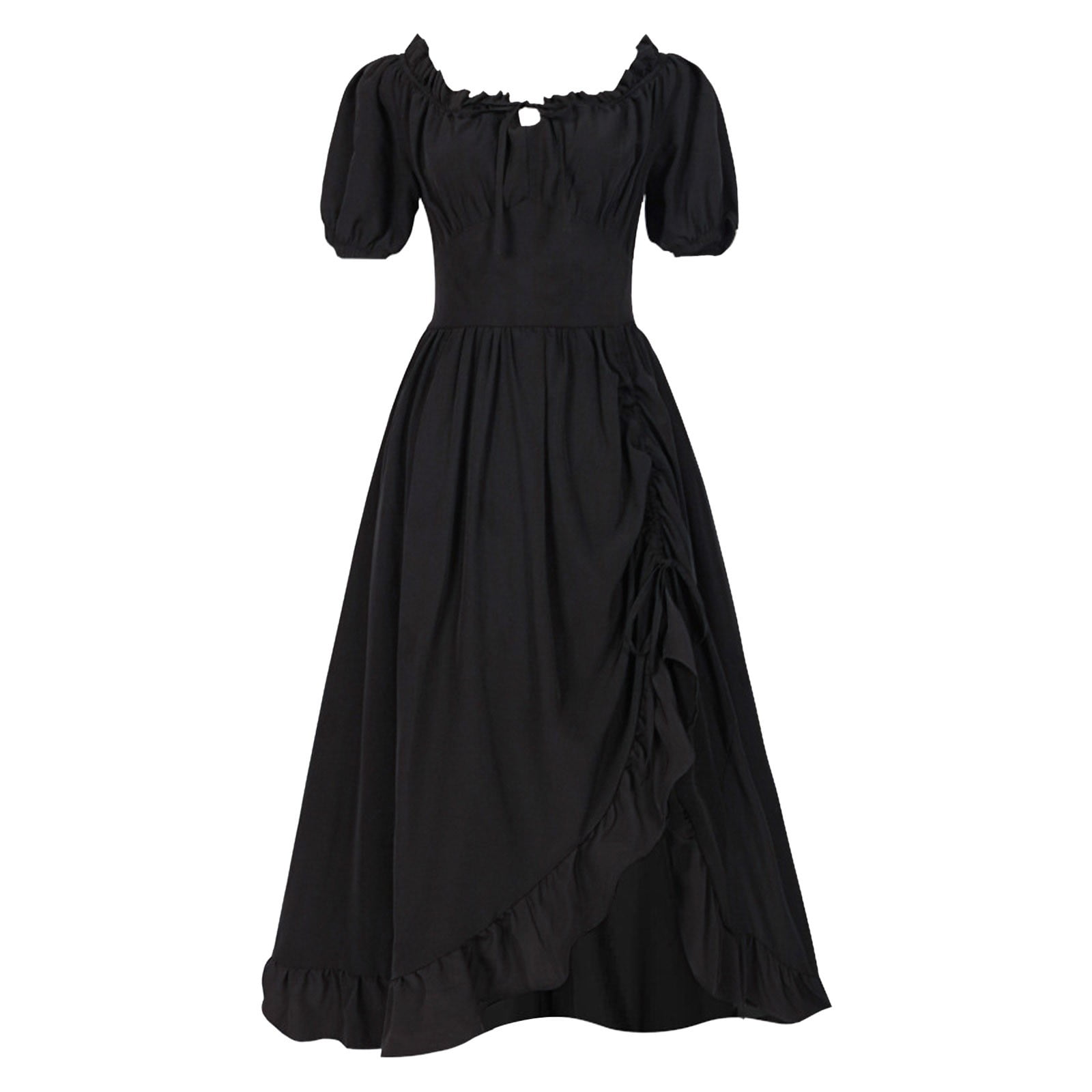 TAIAOJING Women Defined Waist Dress Short Sleeve Square Neck A-Line ...
