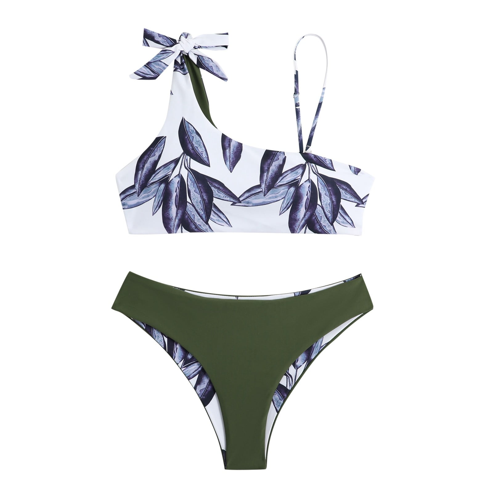 Taiaojing Women High Cut Bikini Sets Split Hard Pack Printed Bow Bikini