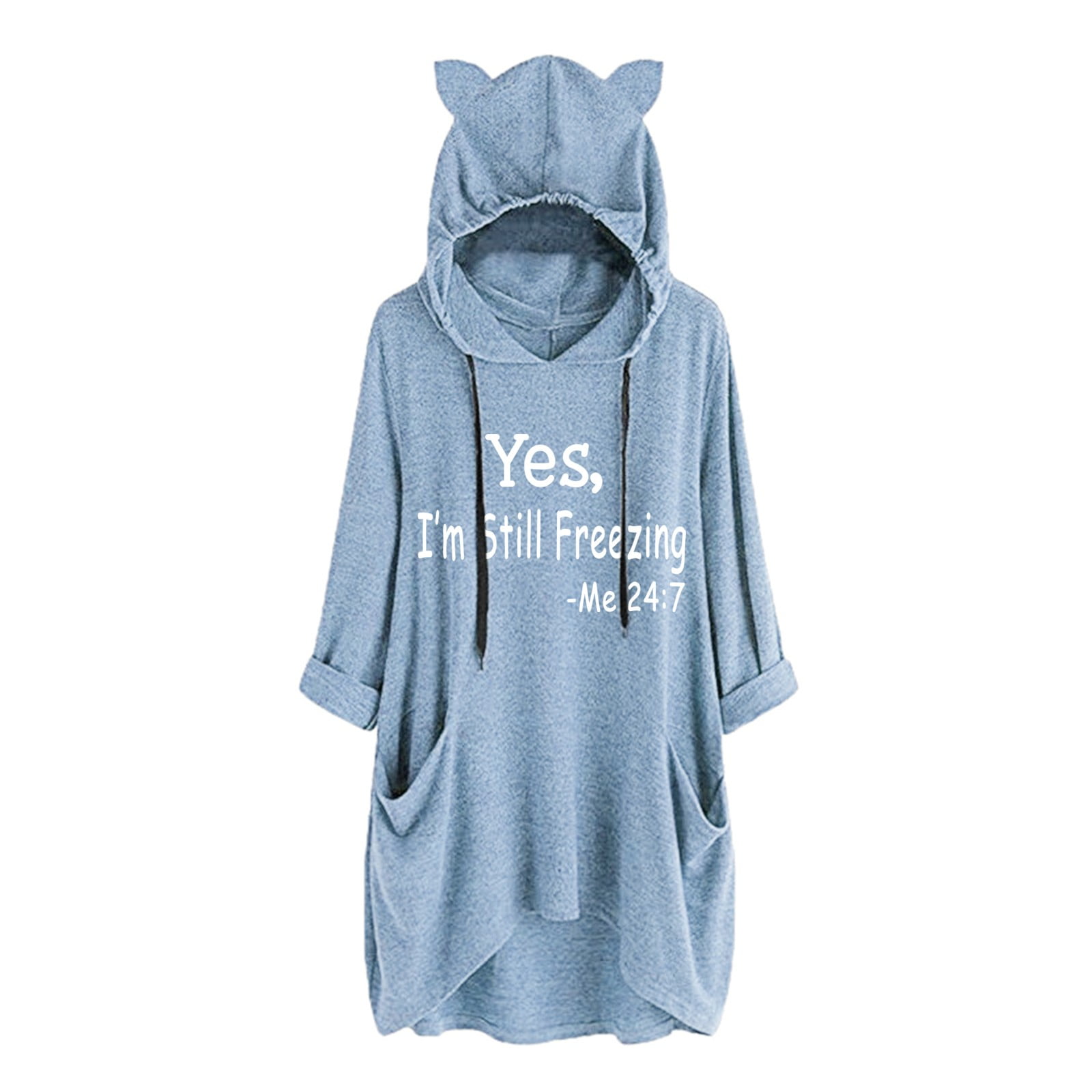 TAIAOJING Women Long Sleeve Sweatshirt Casual Letter Printed Cat Ear ...