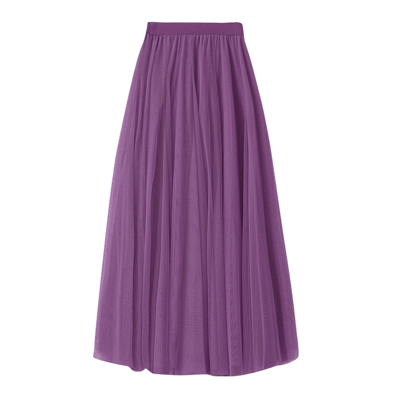 TAIAOJING Women Mid Length Skirt Dance Party A Line High Waisted Tulle ...