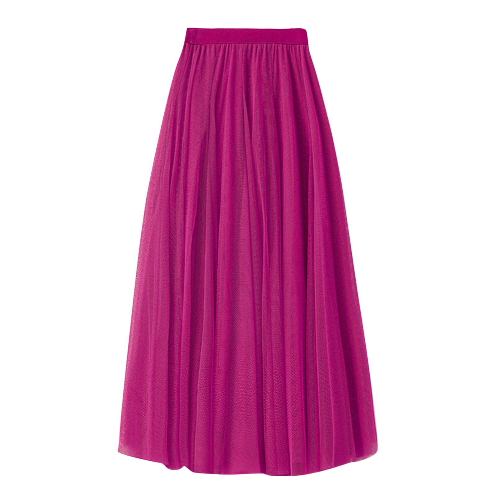 TAIAOJING Women Mid Length Skirt Dance Party A Line High Waisted Tulle ...