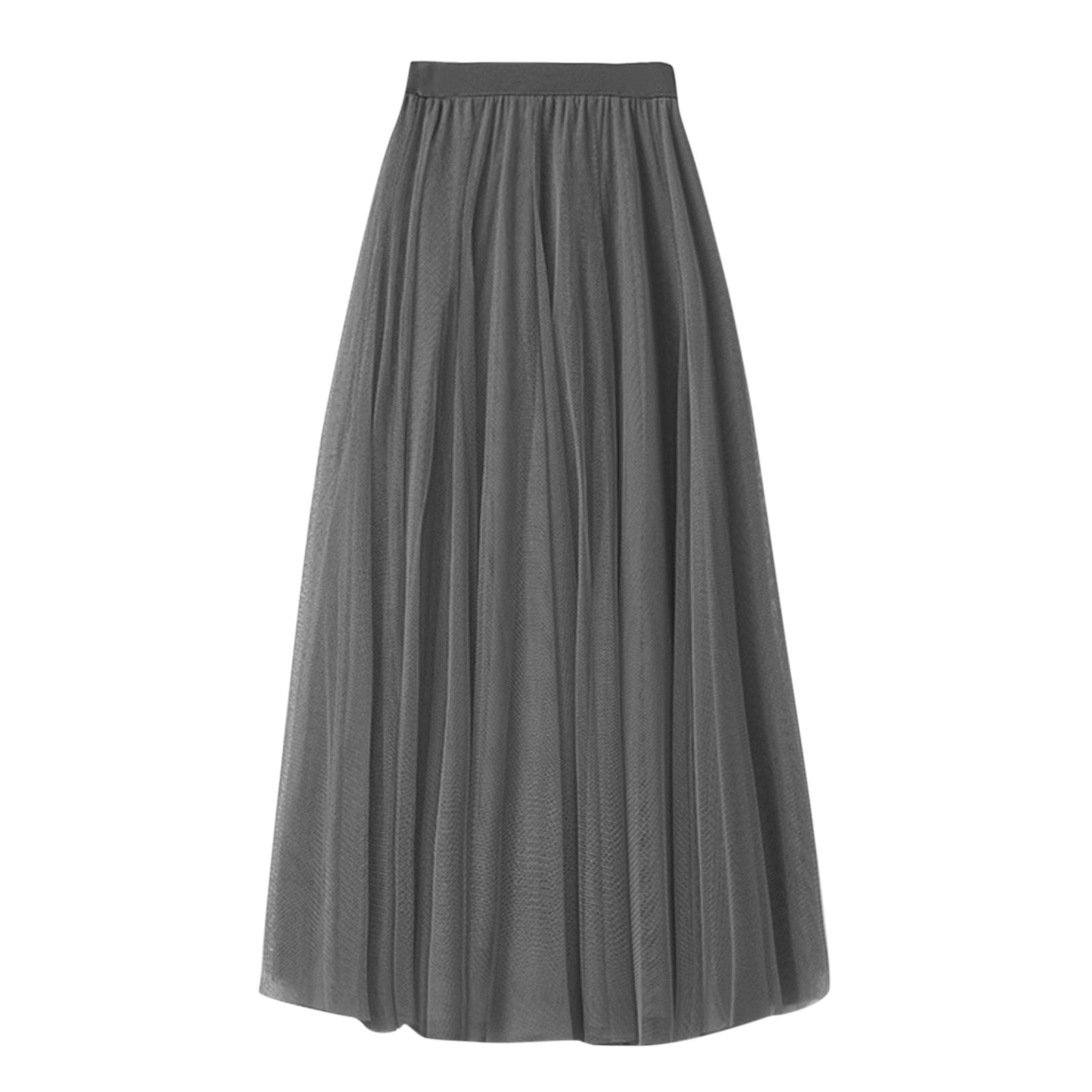 TAIAOJING Women Mid Length Skirt Dance Party A Line High Waisted Tulle ...