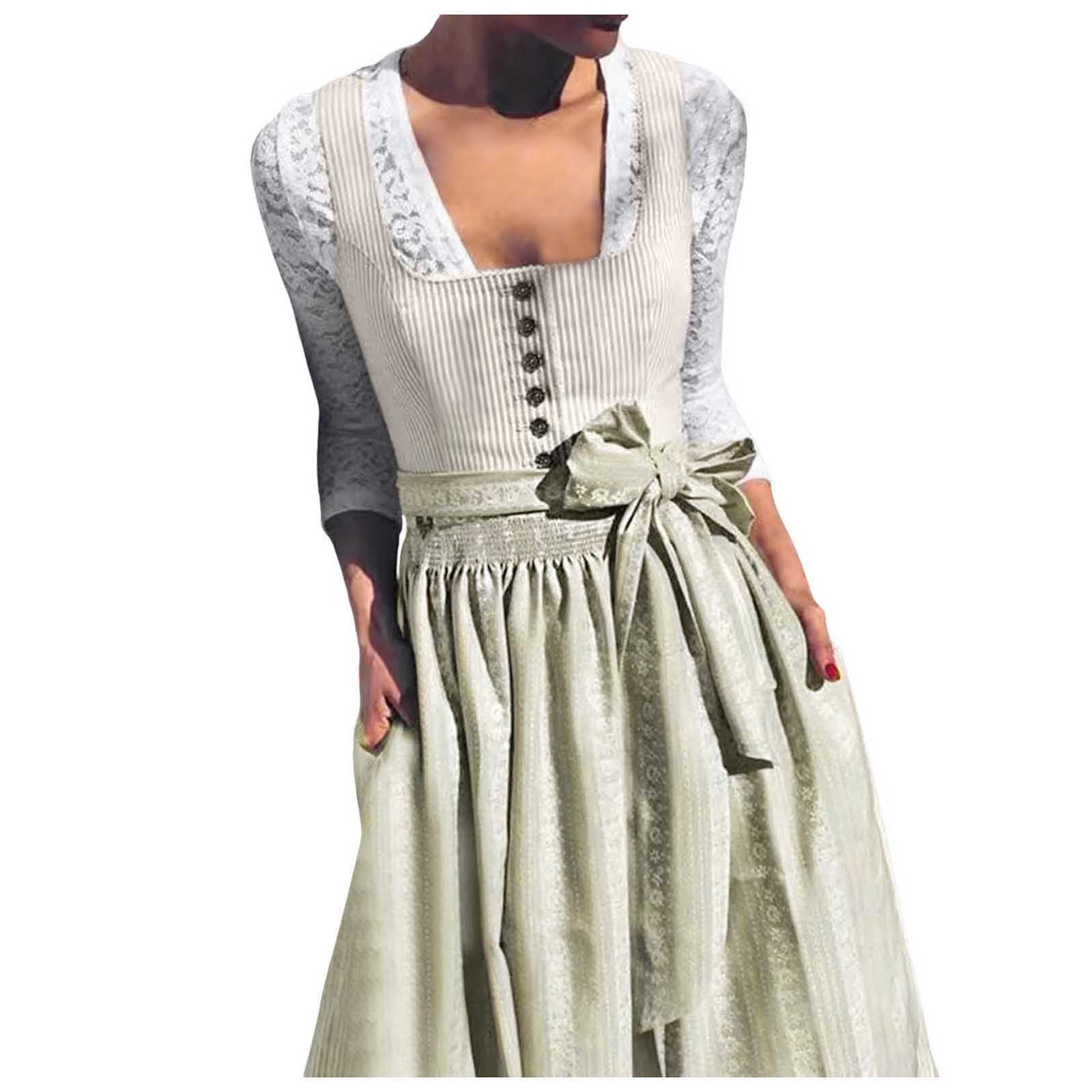 TAIAOJING Women Octoberfest Dirndl Dress Traditional German Festival ...
