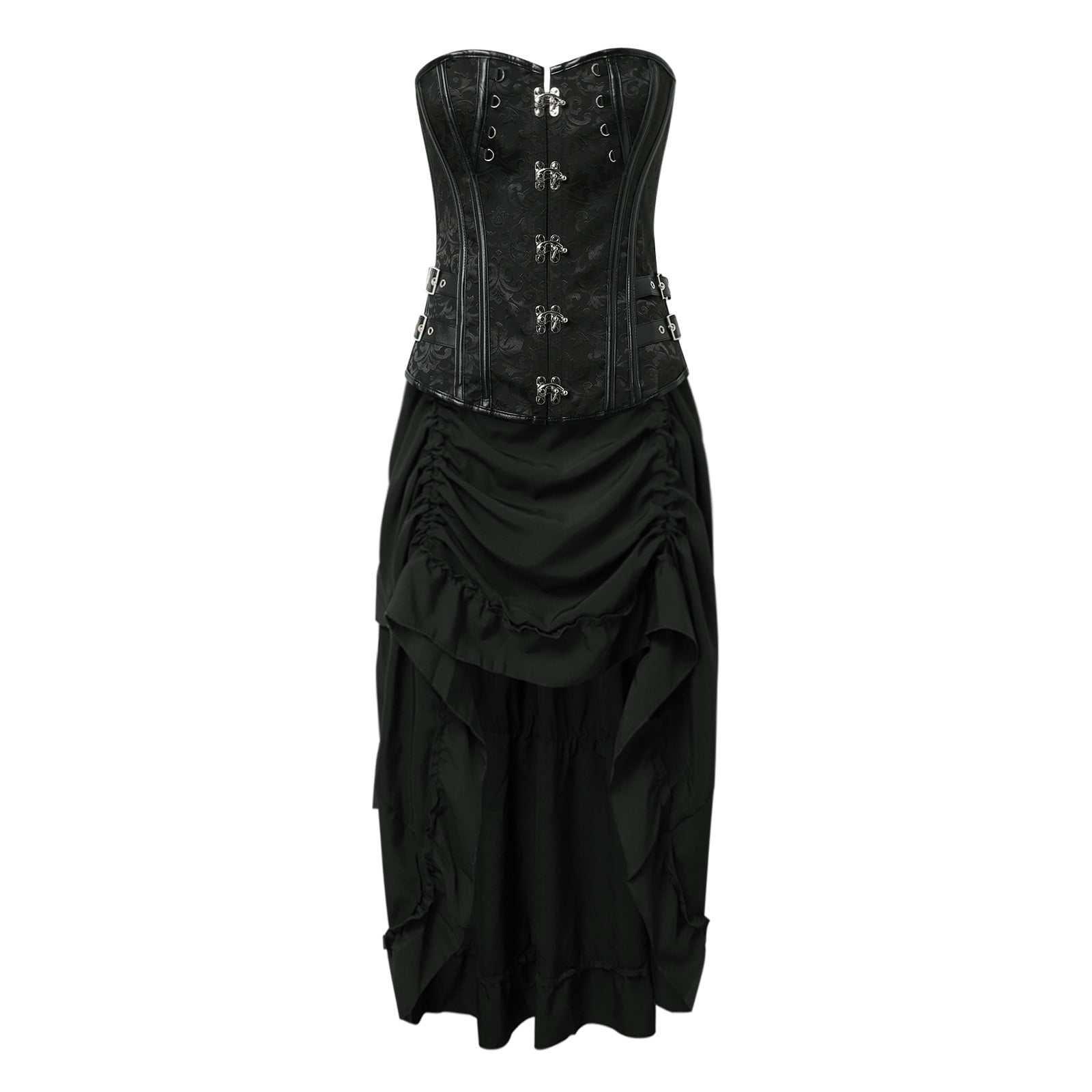 TAIAOJING Women Retro Court Dress Corset Bustier Brown Split Suit ...