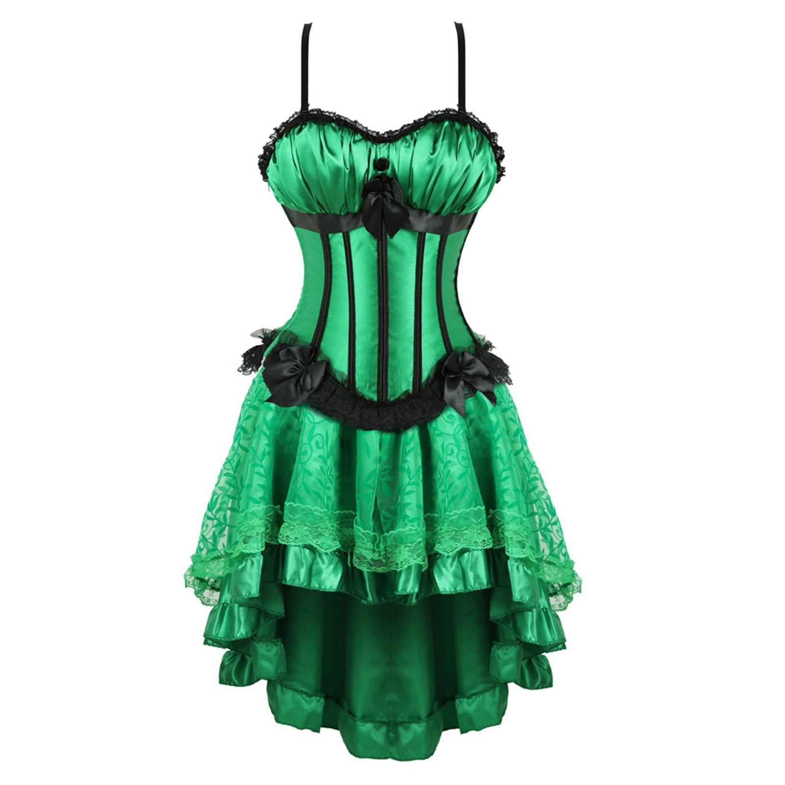 TAIAOJING Women Retro Court Dress Corset Bustier Brown Split Suit ...