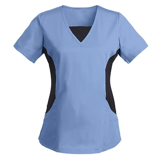 TAIAOJING Women Scrubs Tops Short Sleeve V-neck Tops Work Uniform Solid ...