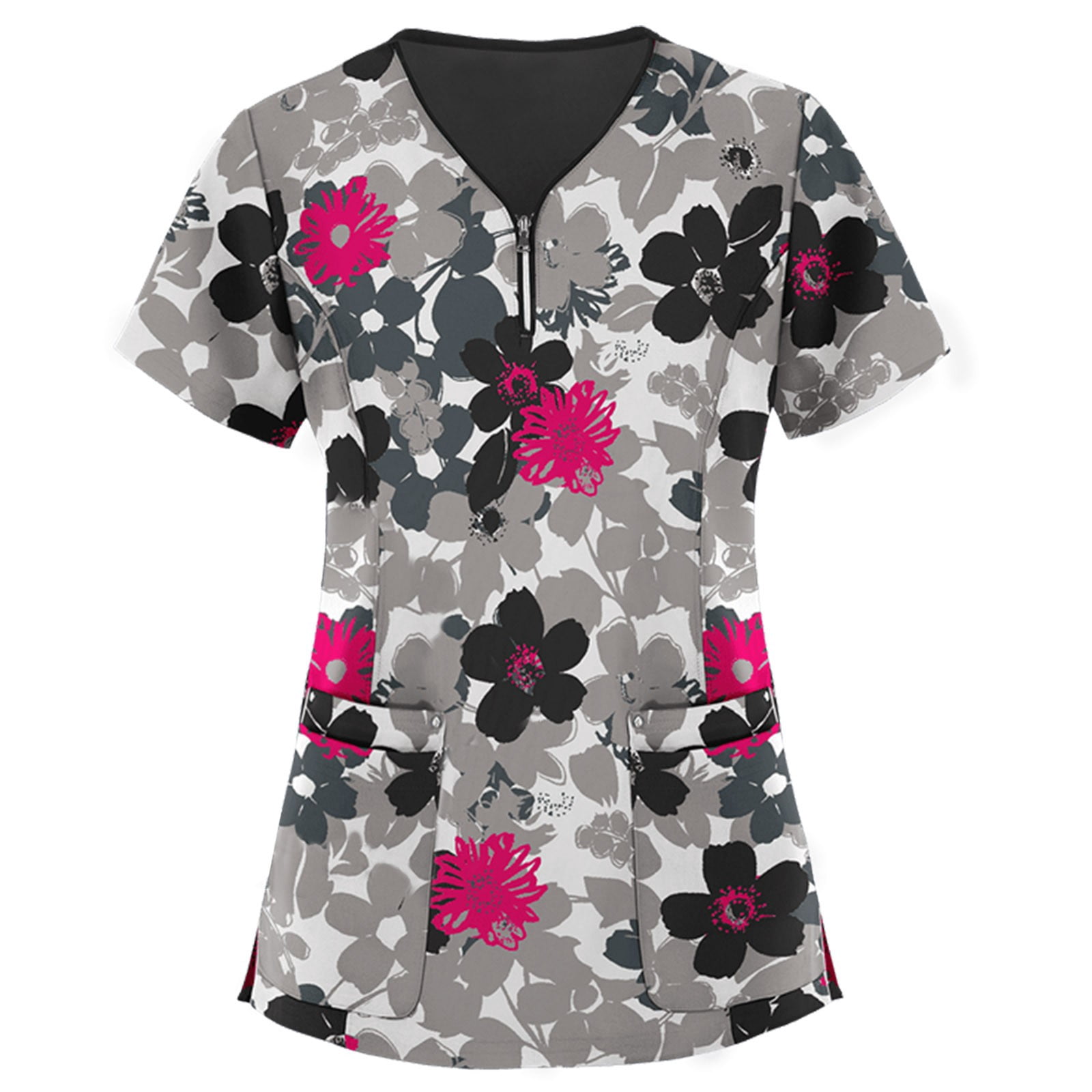 TAIAOJING Women Scrubs Tops Short Sleeve V-neck Tops Working Uniform ...