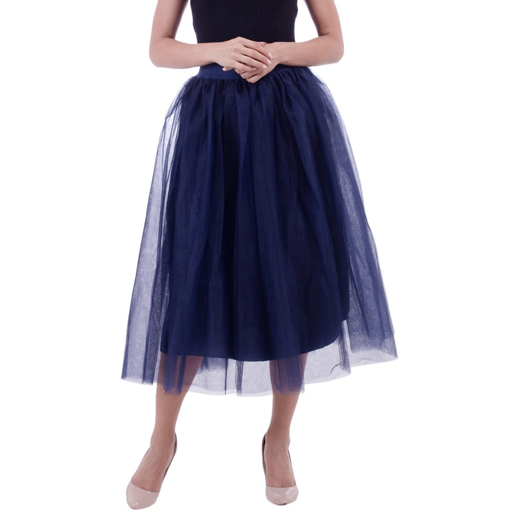 TAIAOJING Women Tutu Skirt Plus Size Mesh Tulle Pleated Princess Mesh ...