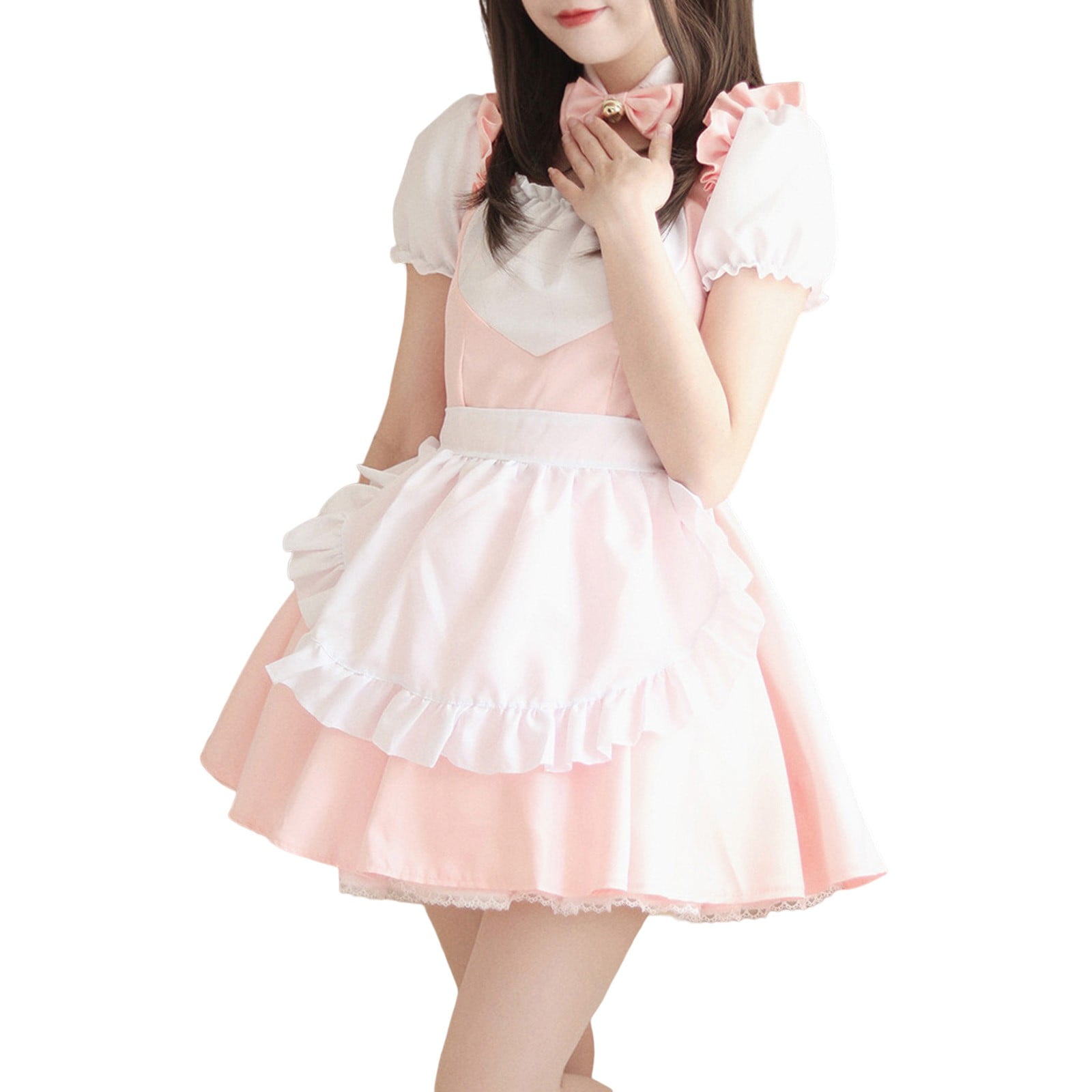 TAIAOJING Women Waitress Dress Ruffle Cute Maid Lolita Club Party Fancy ...
