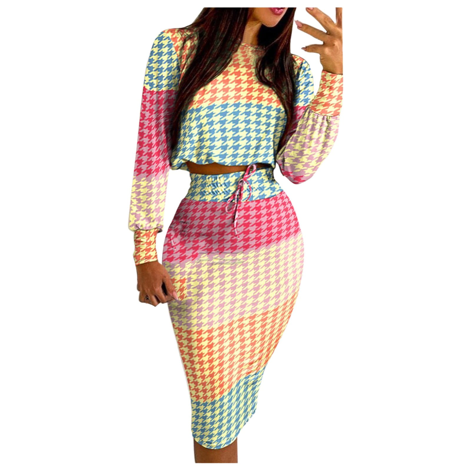 TAIAOJING Women's 2022 Fall Two Piece Outfit Women Fashion Two-piece ...