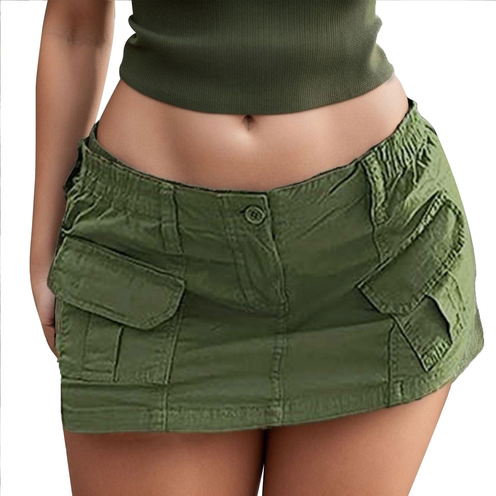 Taiaojing Womens Basic Mini Skirt Low Waist Skirt Zipper Back 90s