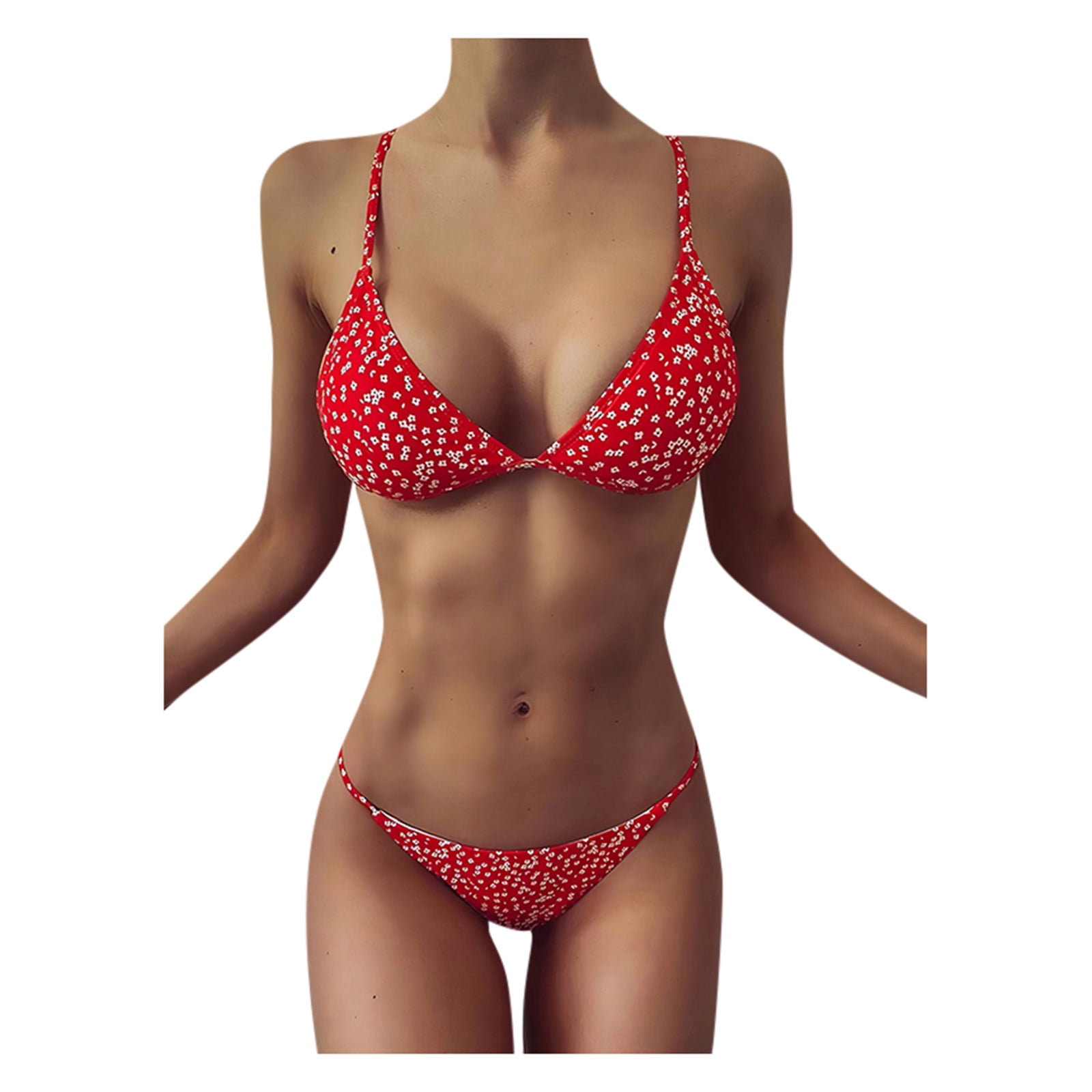 Taiaojing Womens Bikini Set Striped Push Up High Cut Hight Waist