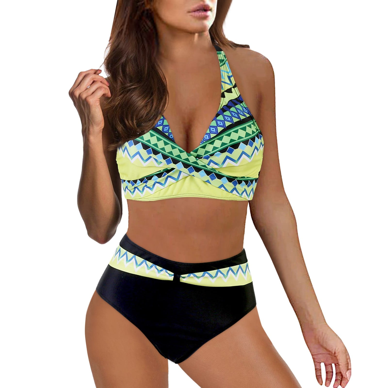 Taiaojing Womens Bikini Sets High Waisted Bathing Suits New Split Body 6463