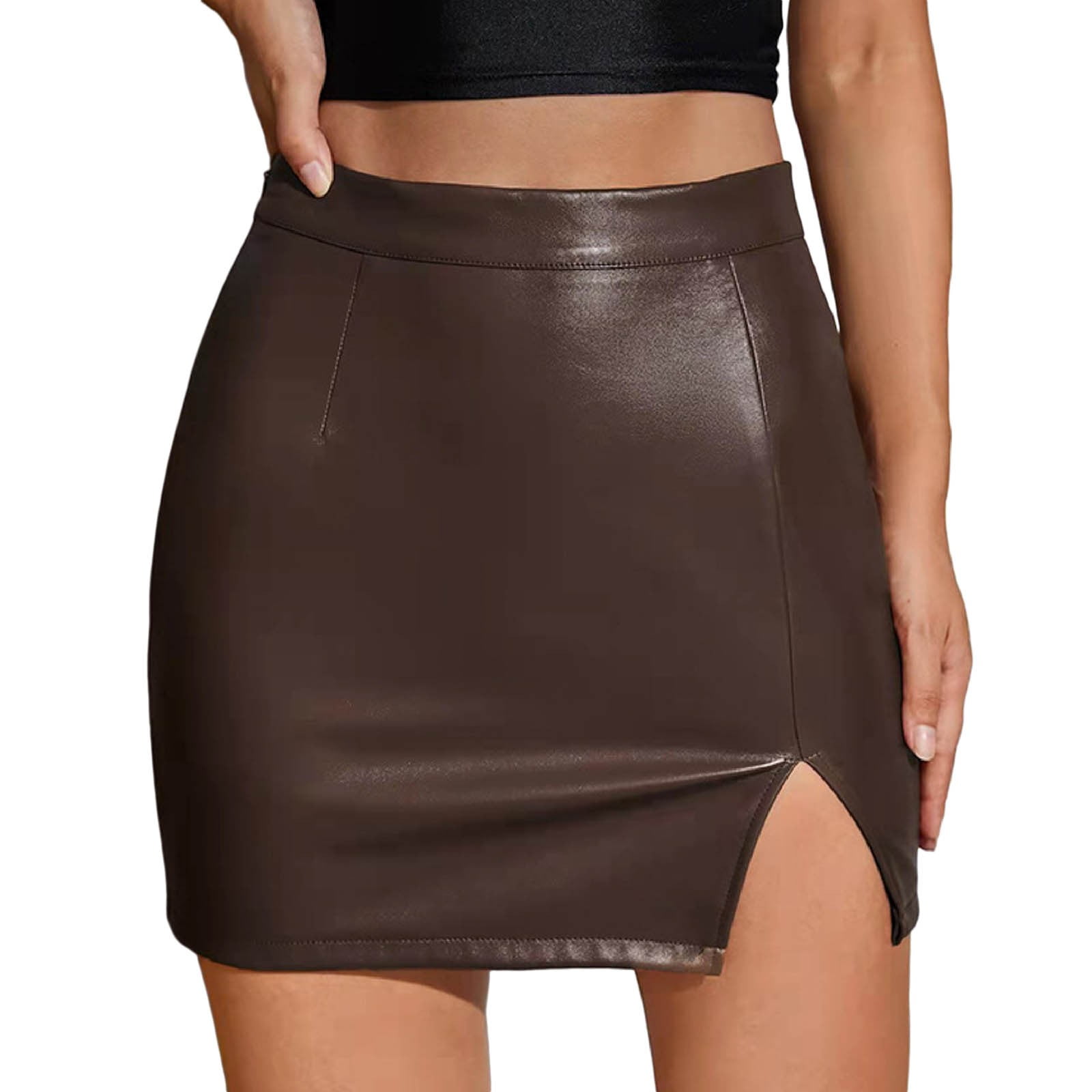 Taiaojing Womens Leather Skirt Colored Short Skirt Skirt Tight Leather