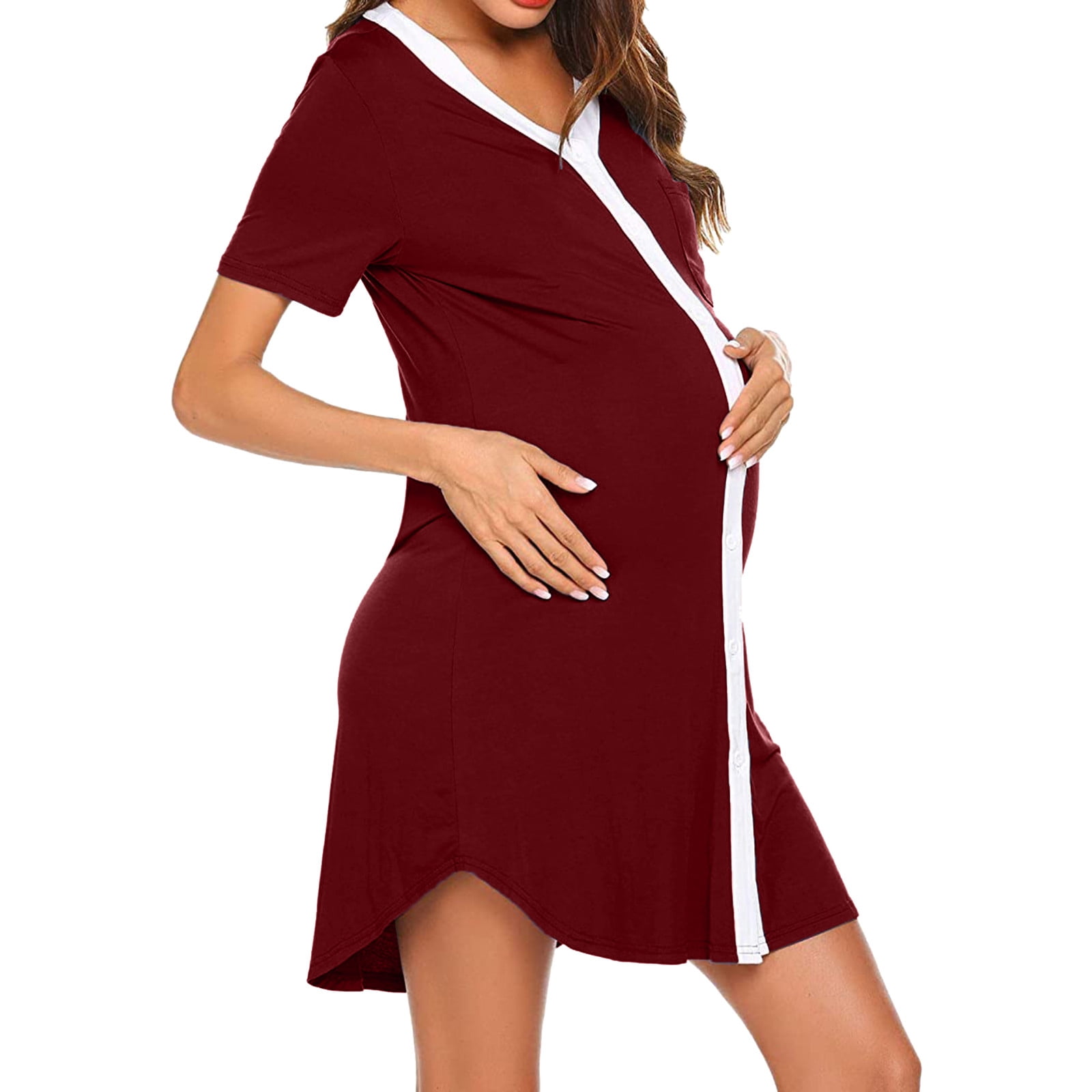 TAIAOJING Women's Nursing Dress Button Maternity Sleeveless Hight Waist ...