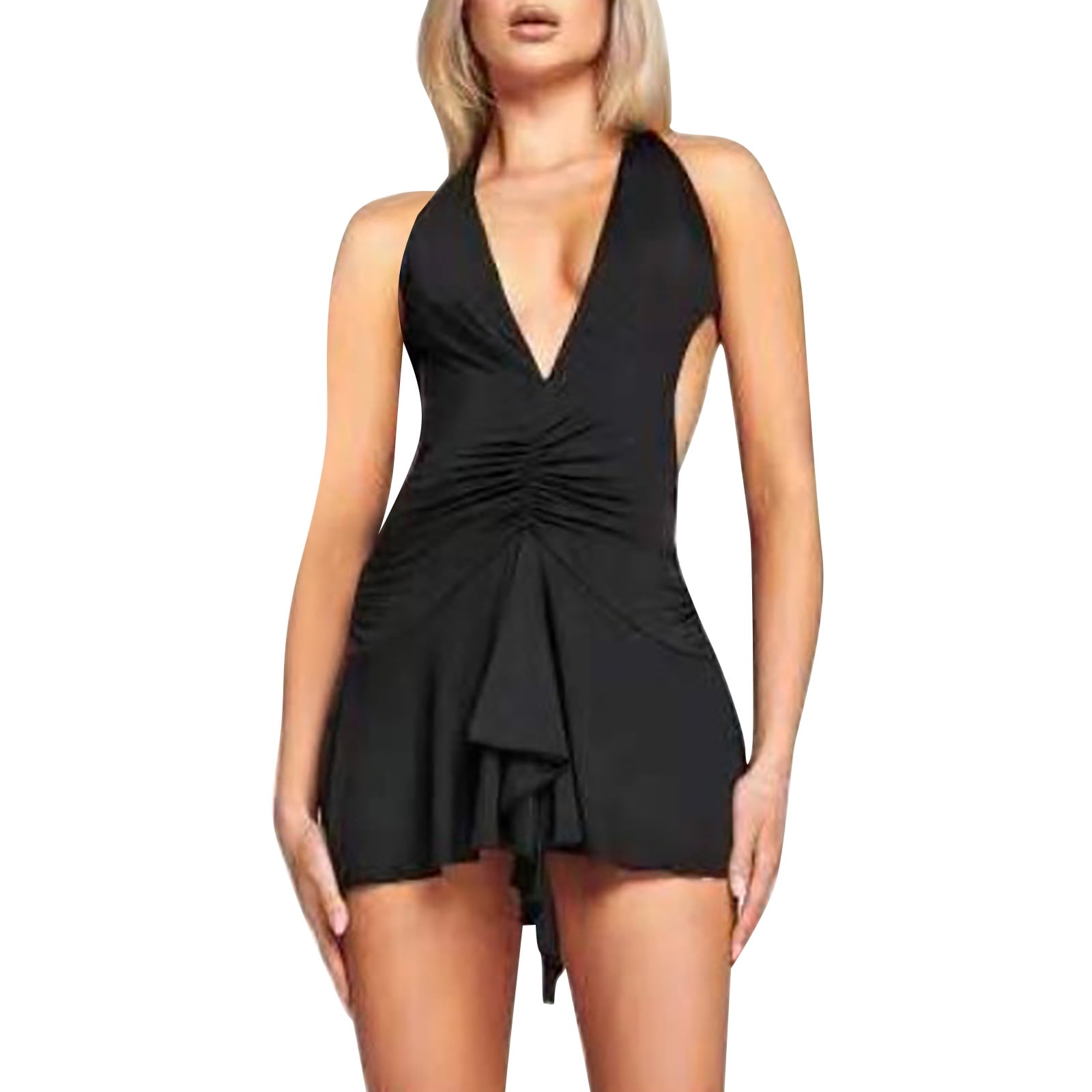 Taiaojing Womens Plus Size Swimsuit One Piece Hanging Neck Tie