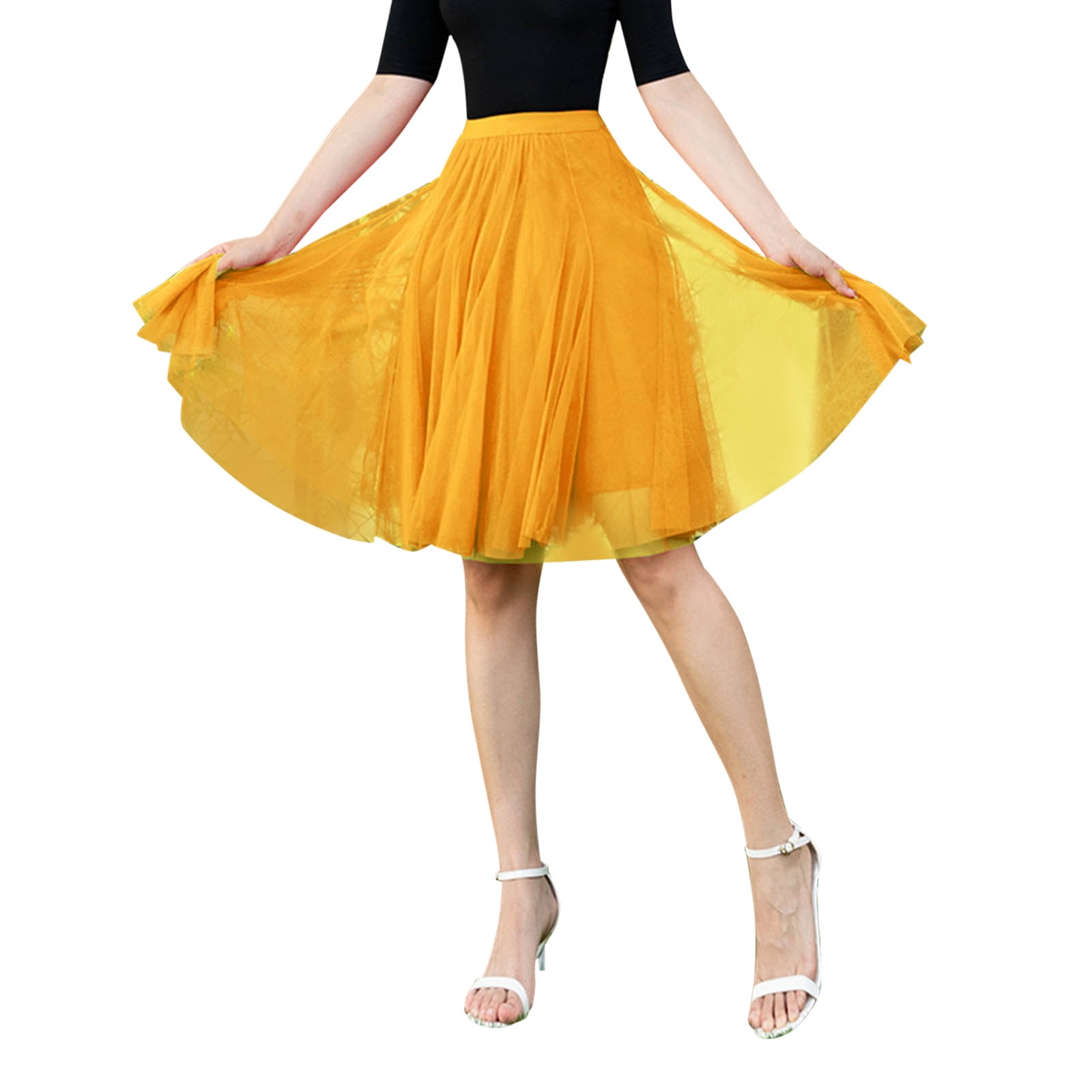 TAIAOJING Women's Tutu Skirts High Knee Quality Pleated Length Dancing ...