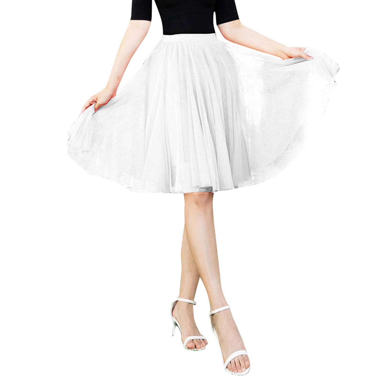 TAIAOJING Women's Tutu Skirts High Knee Quality Pleated Length Dancing ...