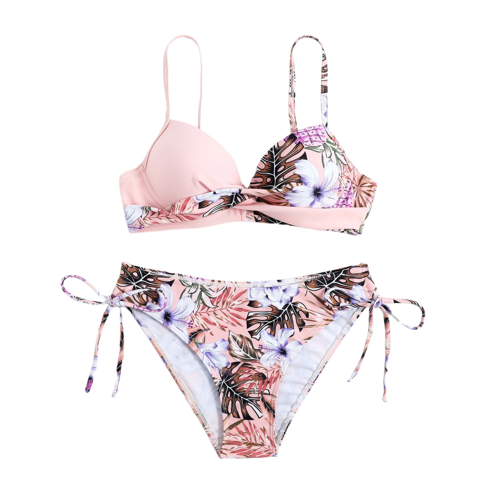 Taiaojing Womens Two Piece Bikini Sets High Waist Color Block Bikini