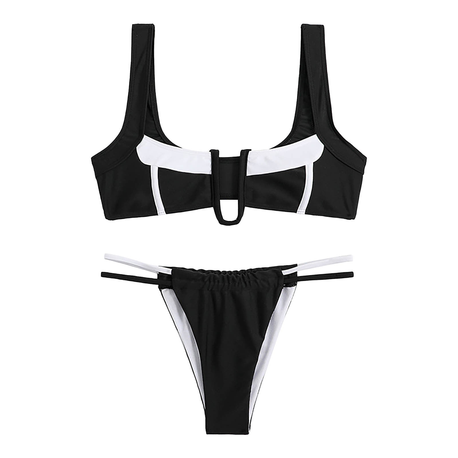 Taiaojing Womens Two Piece Bikini Sets Sexy Color Matching U Drag