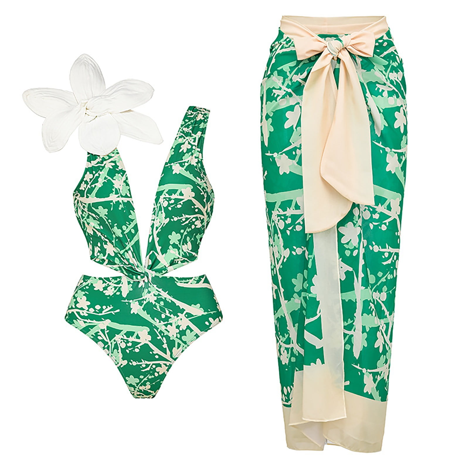 Taiaojing Womens Two Piece Bikini Sets Split Bikini 3d Flower Heavy