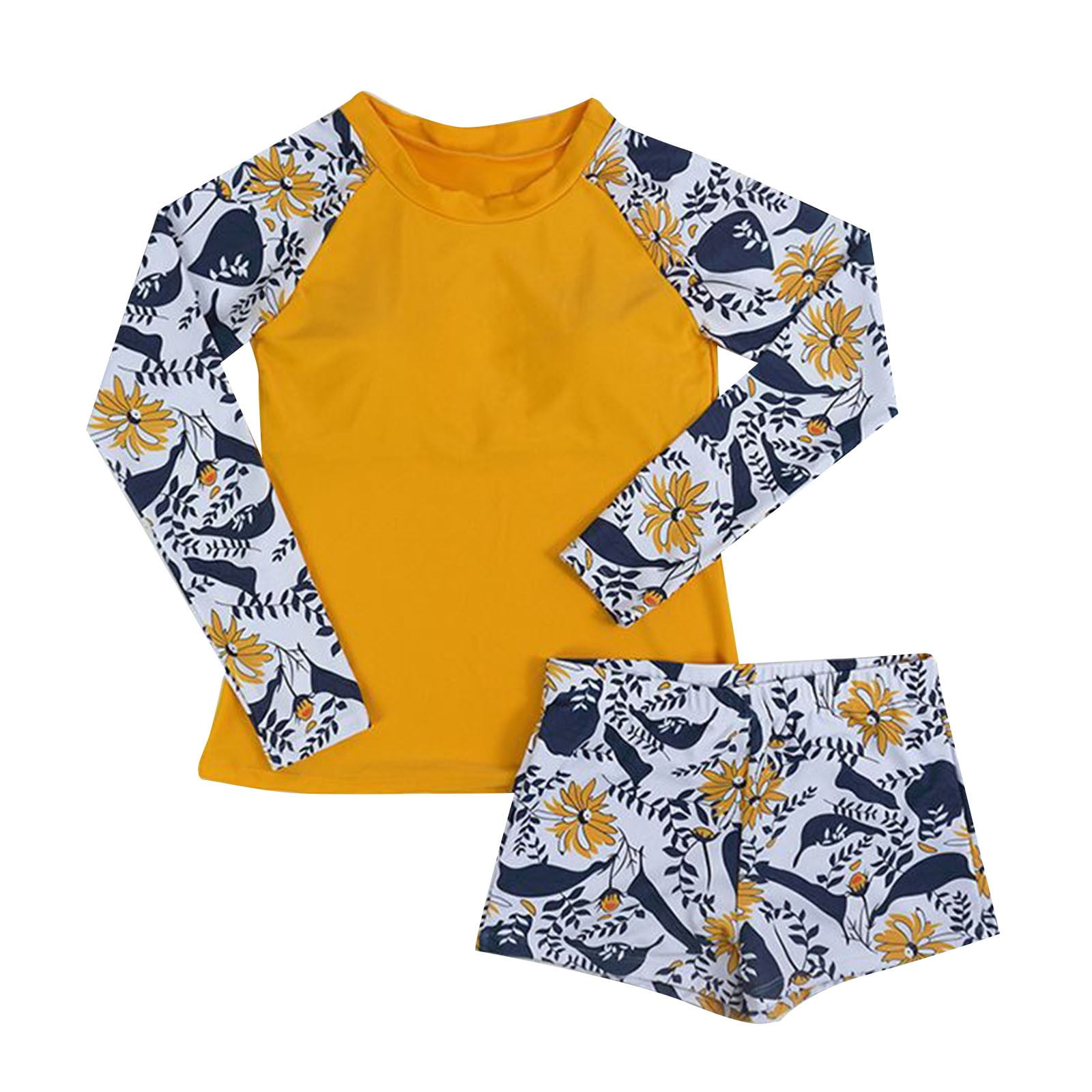 Taiaojing Womens Two Piece Bikini Sets Tankini Long Sleeve Rash Guard