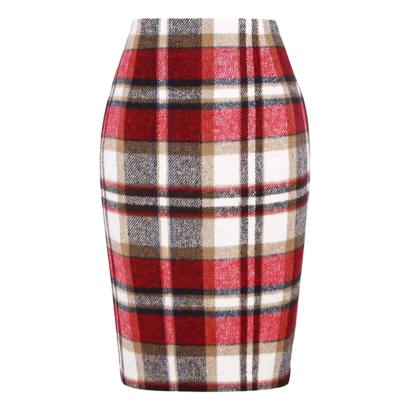 TAIAOJING Womens A-Line Mini Skirts Pencil Plaid Skirts For Fall Winter ...