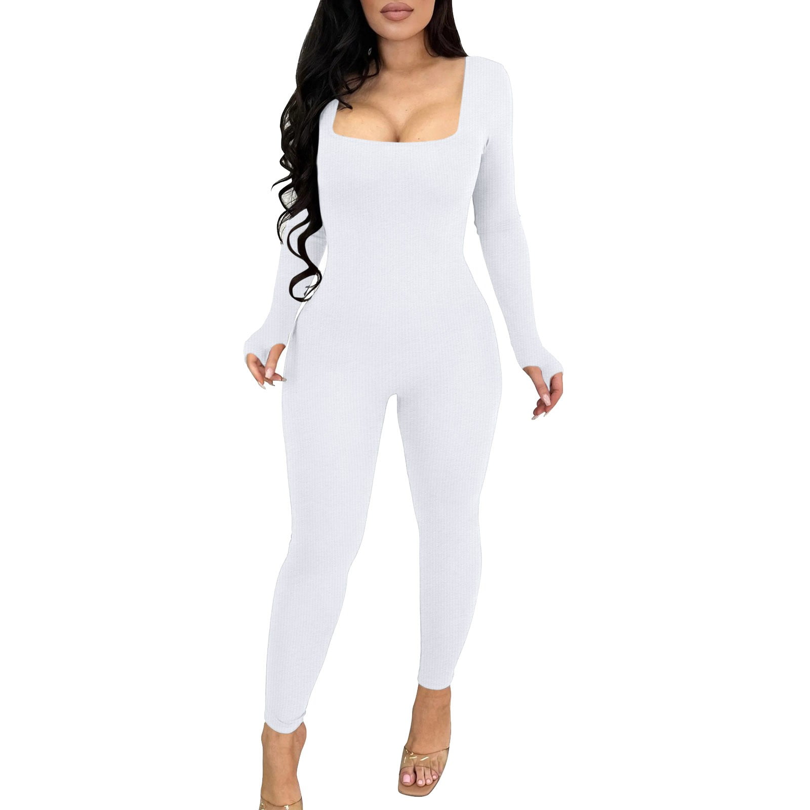 TAIAOJING Womens Bodycon Stretch Jumpsuit Women Workout Seamless ...