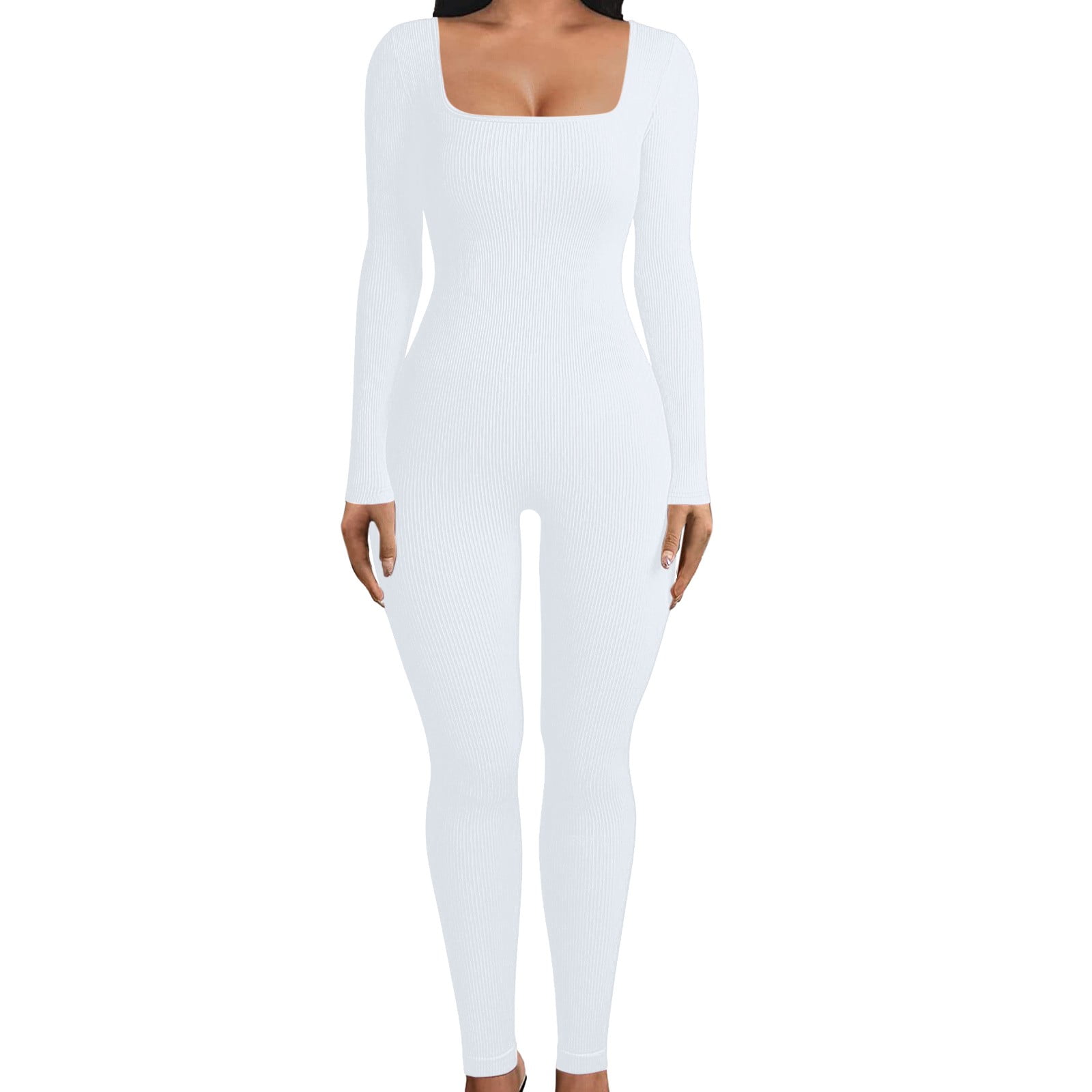 TAIAOJING Womens Bodycon Stretch Jumpsuit Womens Open Back Long Sleeve ...