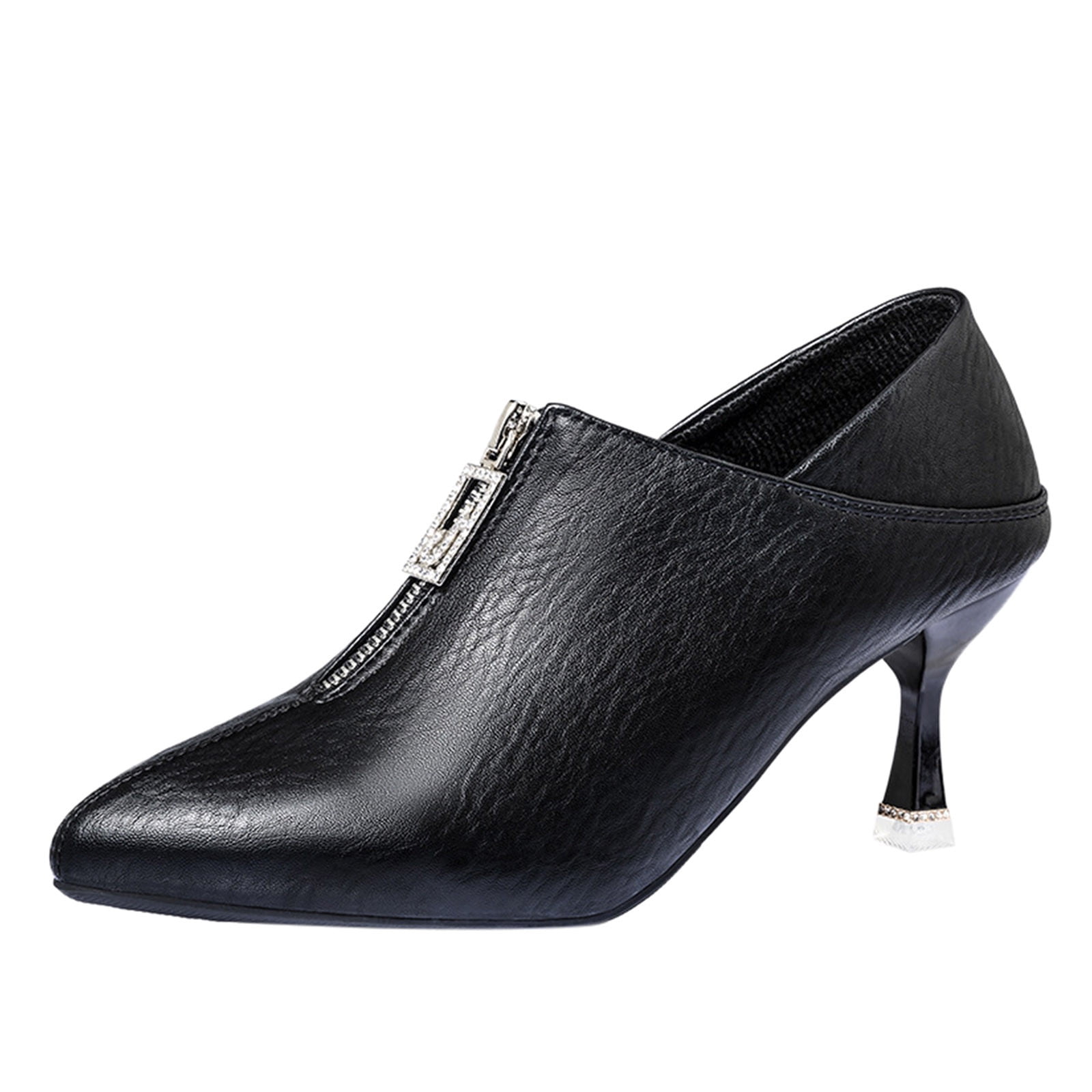 TAIAOJING Womens Boots Color Zipper Pure Front Fashion Heels Boots ...