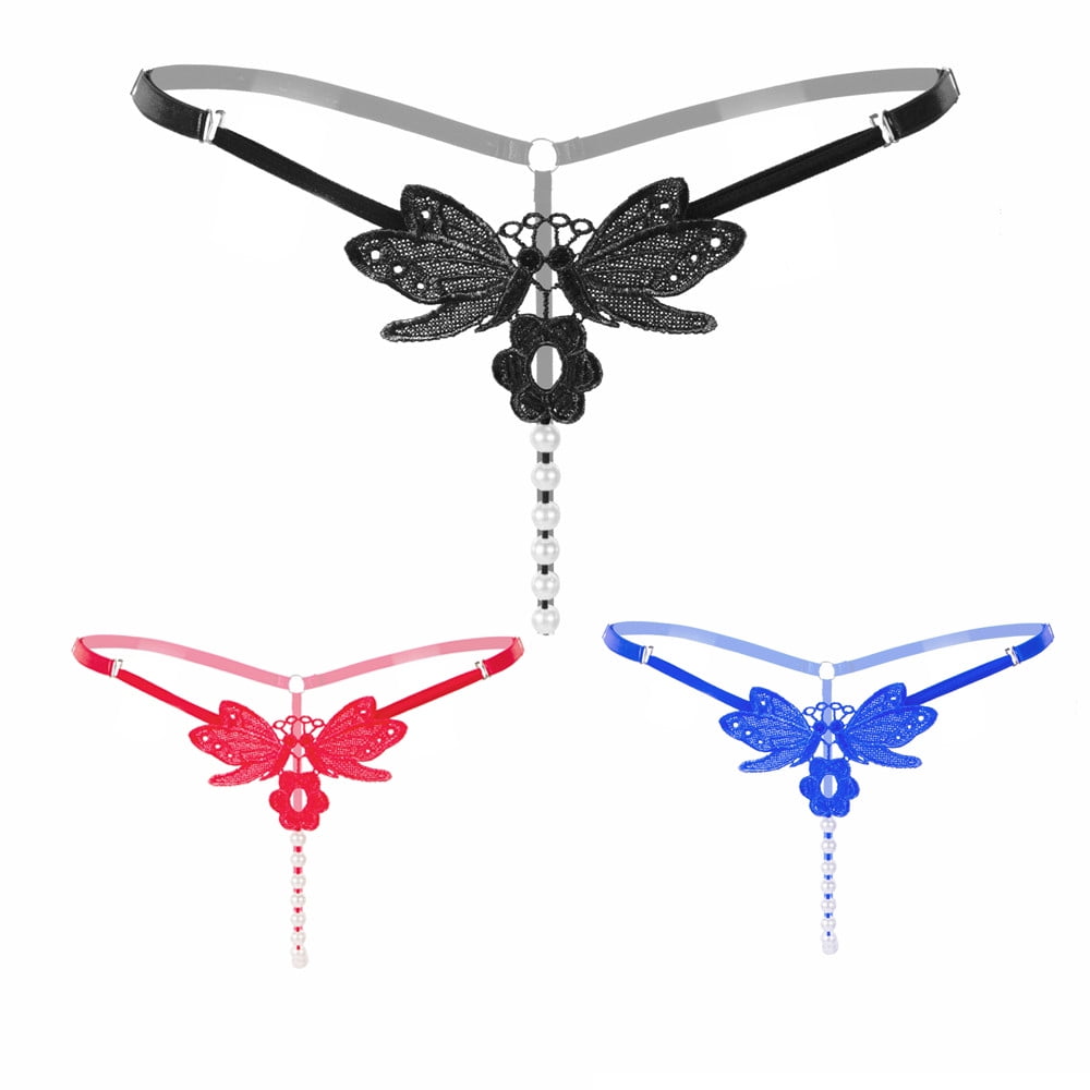 TAIAOJING Womens Cotton Briefs Lady Embroidery V-string Adjustable Size ...