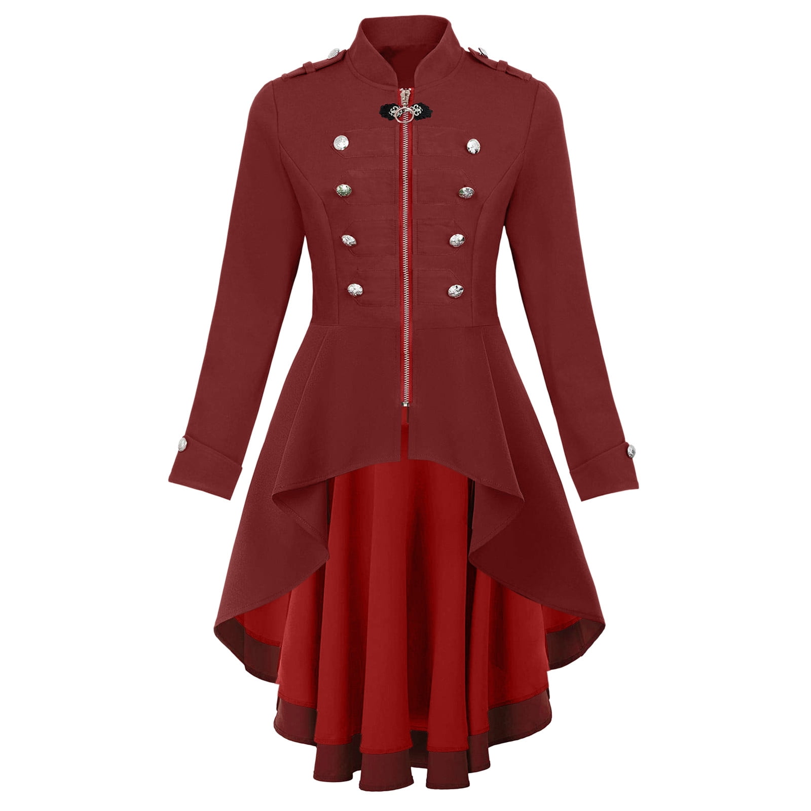 TAIAOJING Womens Steampunk Jacket Tailcoat Military Blazer Buttons ...