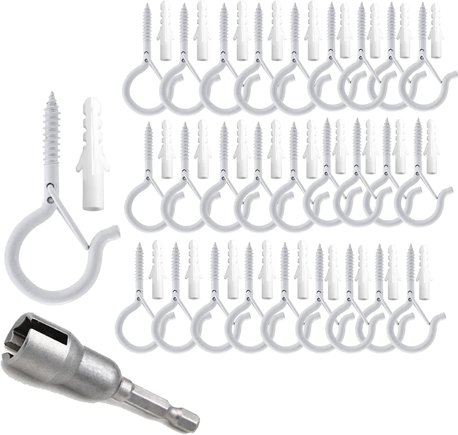 TAIHUIMY Outdoor Screw Hooks for String Lights, Plants, Christmas Decor ...