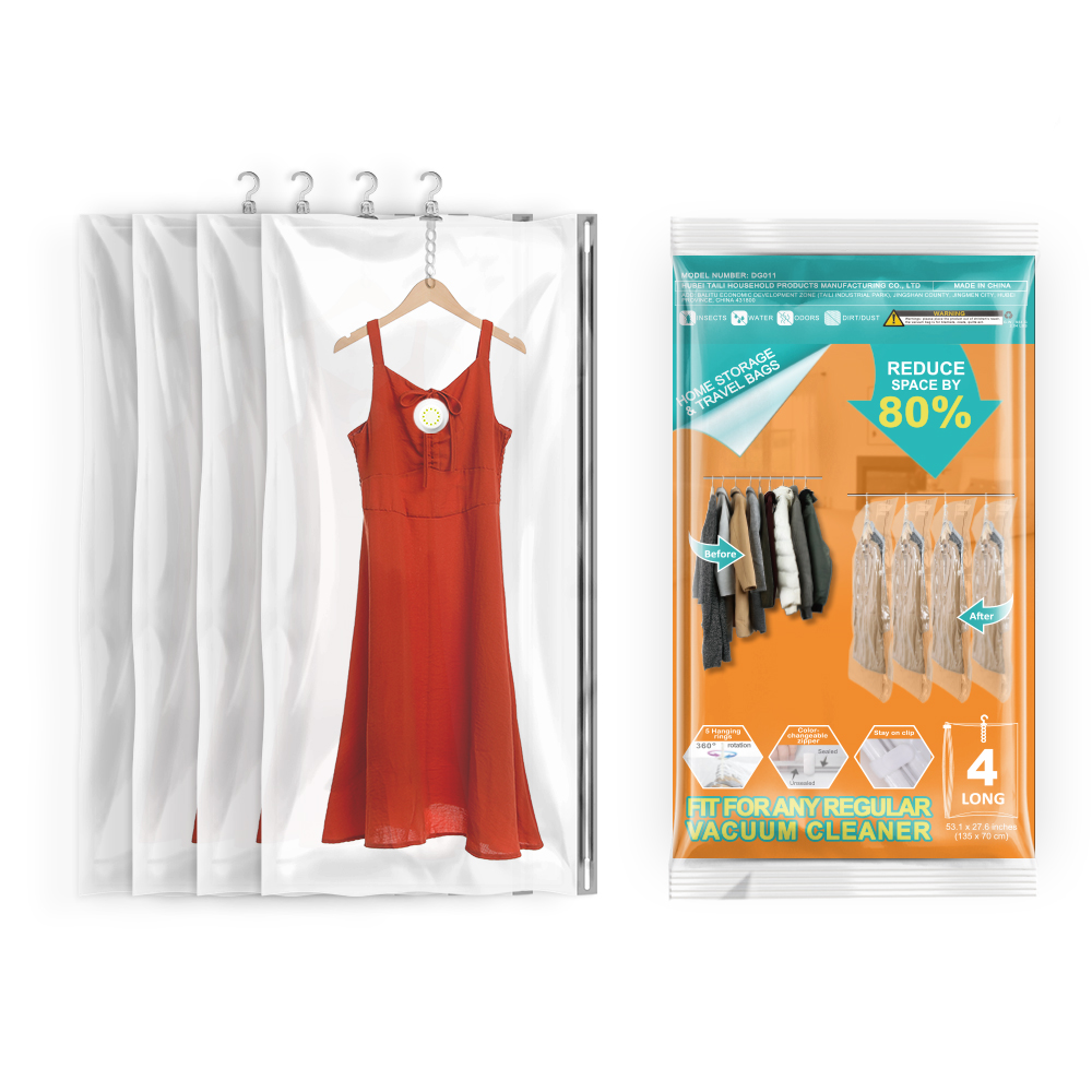 TAILI 4 Pcs Hanging Vacuum Storage Bag - Clothes, Suits, Coats ...