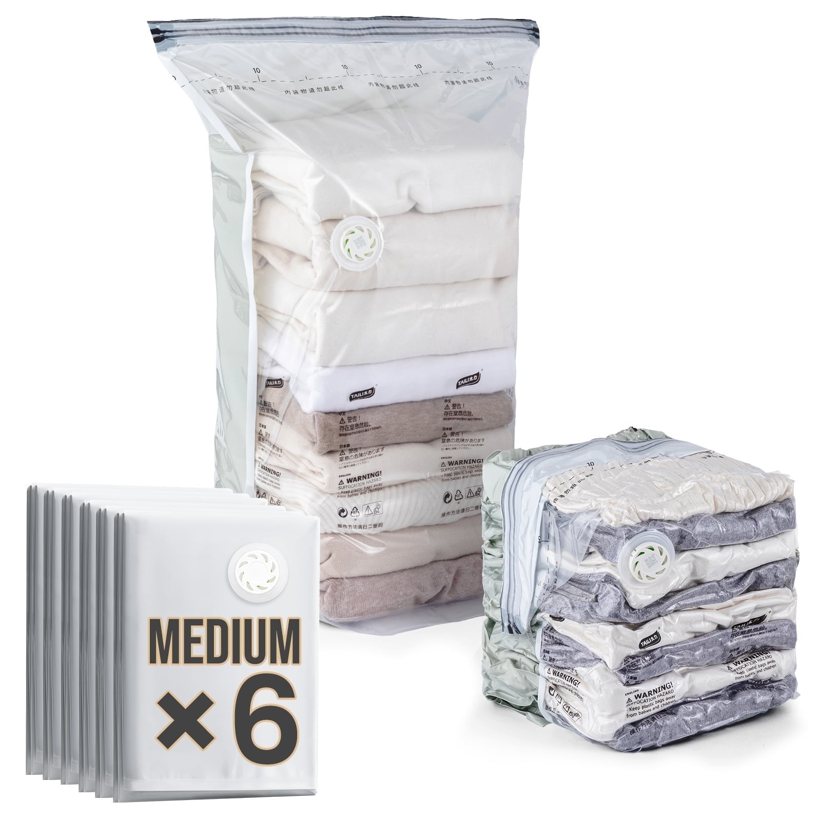 TAILI 6 Pack Vacuum Storage Bags, Jumbo Cube (20x12x28 inch), Seal Bags ...