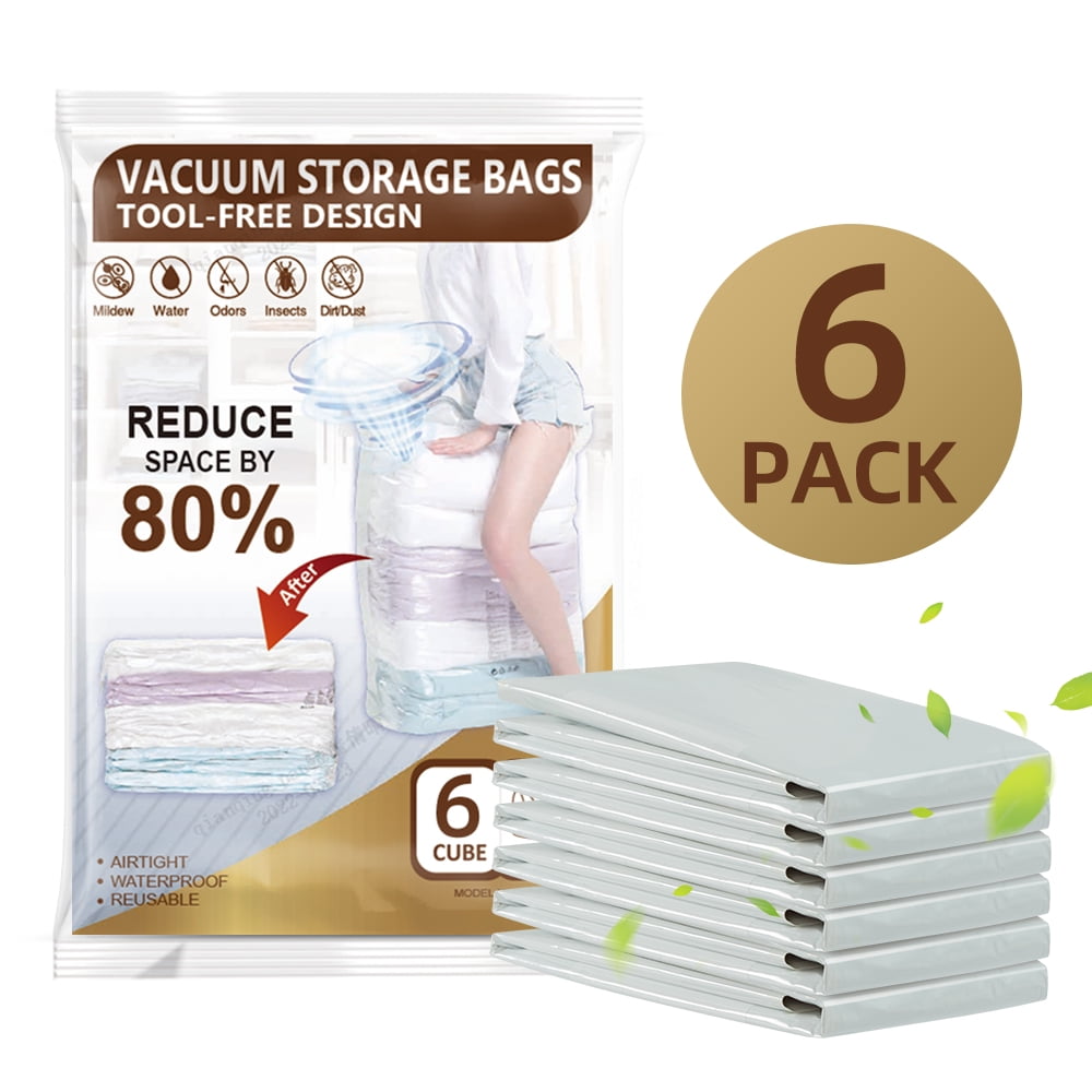 TAILI Airtight Vacuum Storage Bags 6Pack - Space Saver for Clothes ...