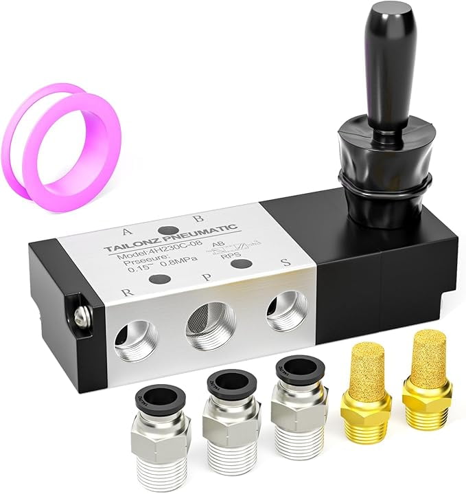 TAILONZ PNEUMATIC 1/4"NPT 5 Way 3 Position Air Hand Lever Operated Valve Pneumatic Solenoid ...