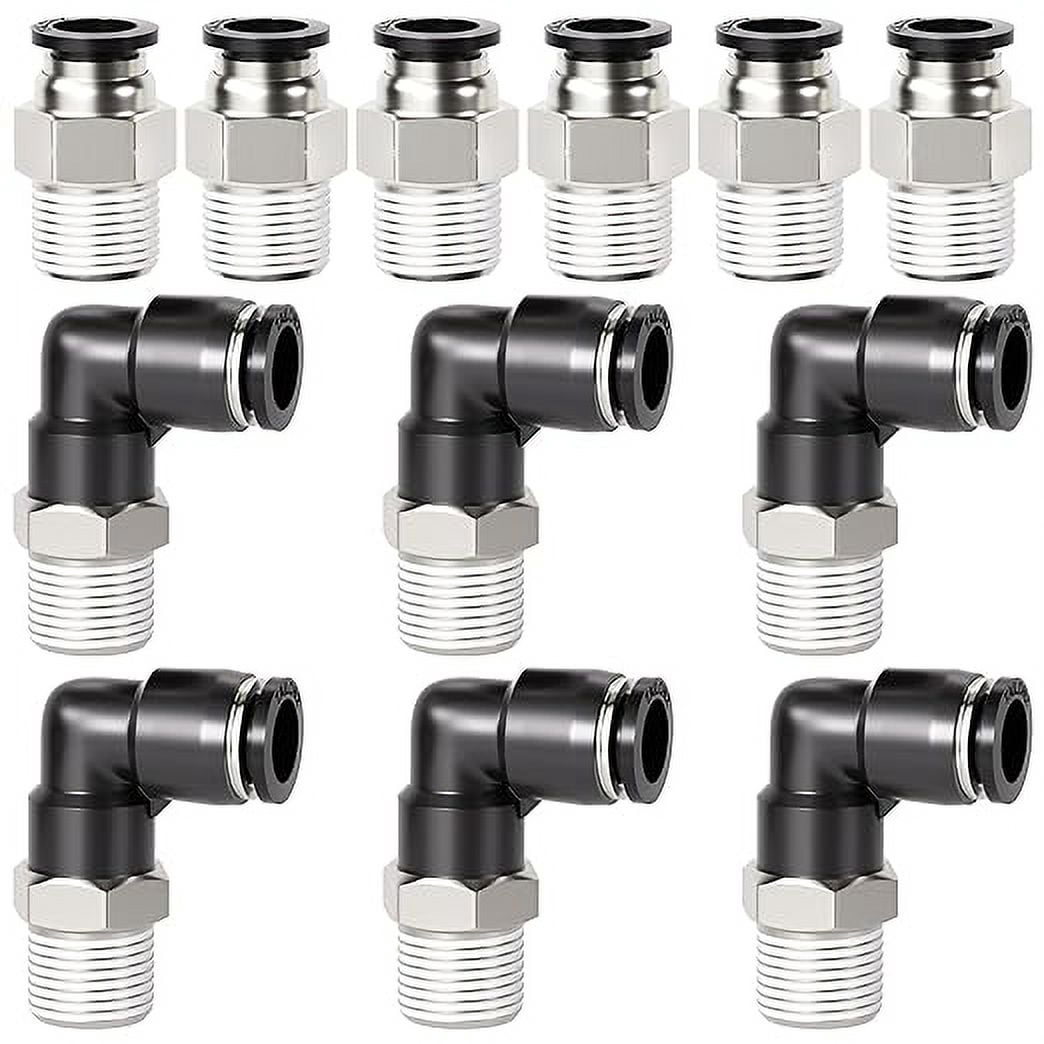 TAILONZ PNEUMATIC Elbow and Straight Combination 3/8 Inch Tube OD x 1/4 ...