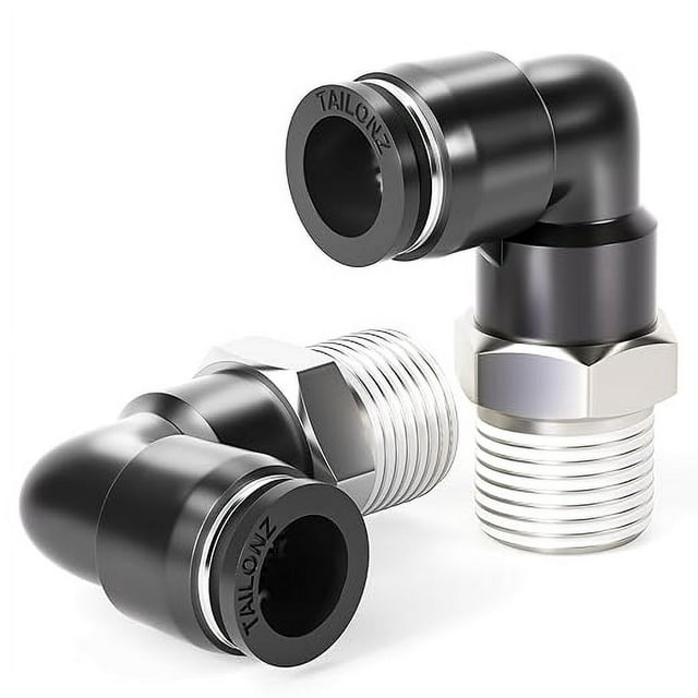 Tailonz Pneumatic PL-3/8-N2, Copper Plastic Black/Silver 3/8" Elbow ...