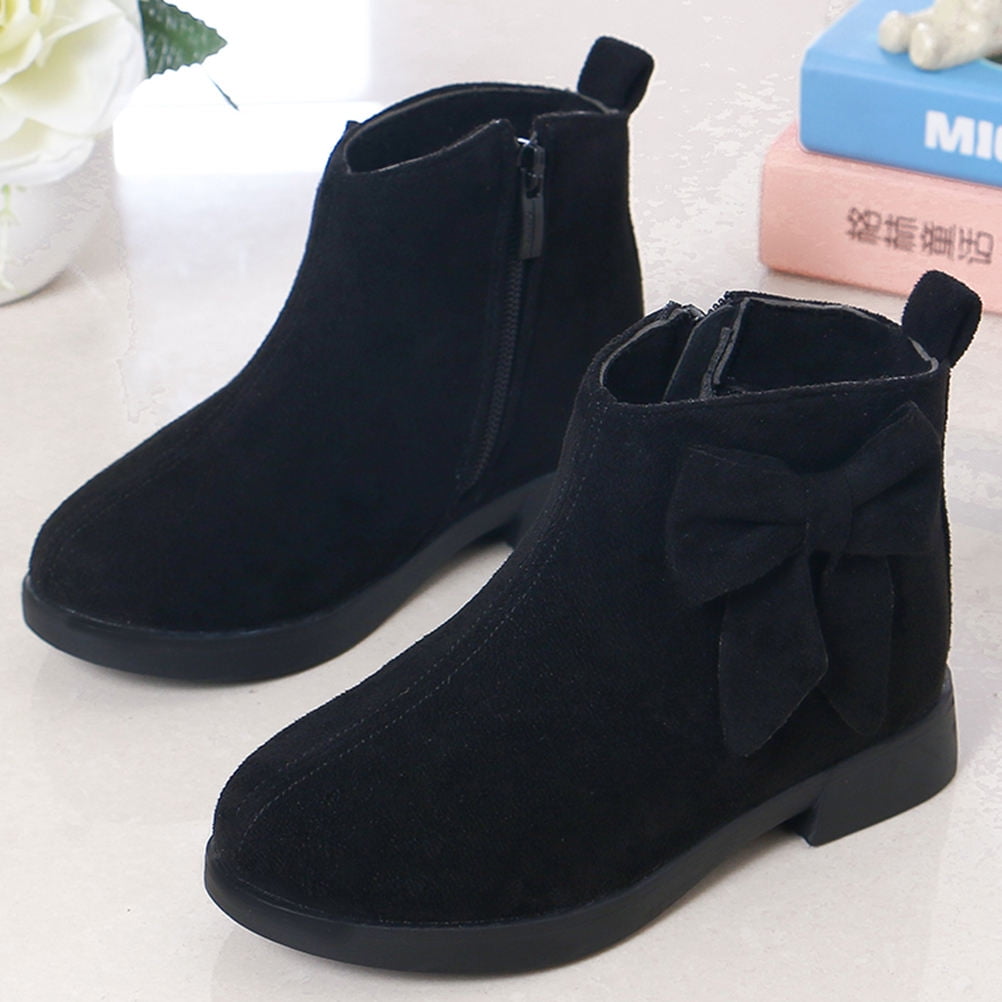 TAILTOSS 1 Pair Bow-knot Shoes Black Rubber Soles for Children Easy to ...