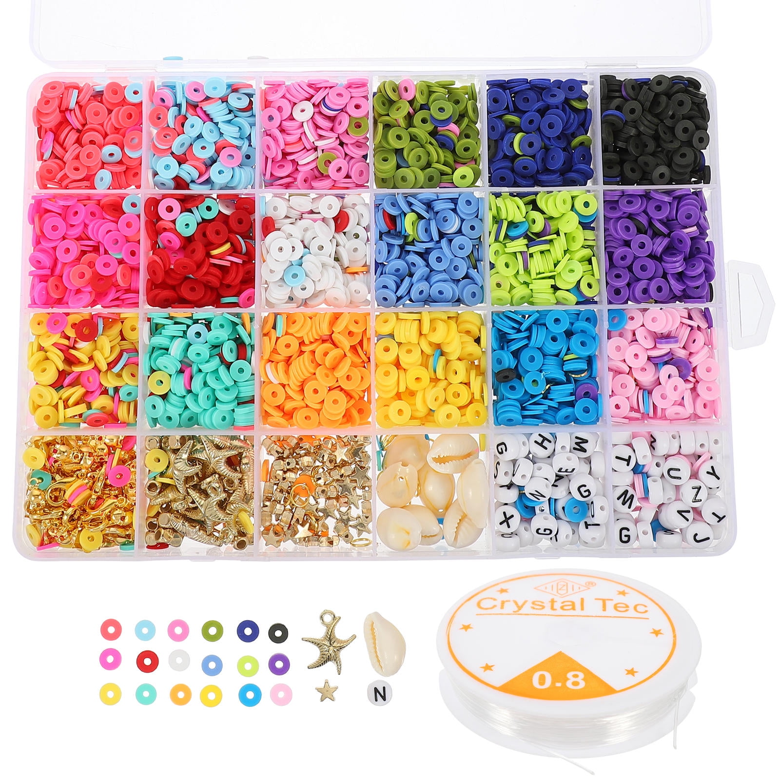 TAILTOSS 1 Set Clay Beads for Jewelry Making Assorted Color Flat Round ...