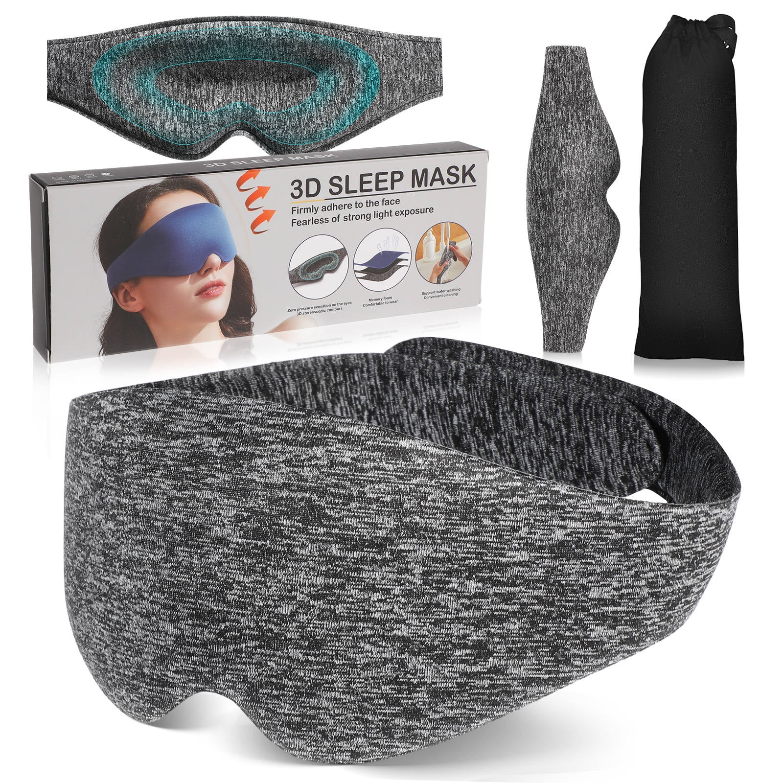 TAILTOSS 1 Set Ergonomic Design 3D Contour Grey Eye Mask for Napping ...