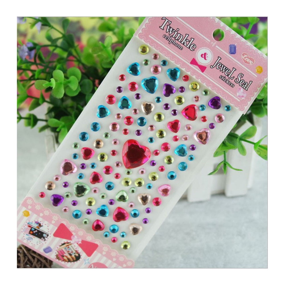 TAILTOSS 10 Sheets Multi Colored Heart Shaped Rhinestone Sheet Sticker ...
