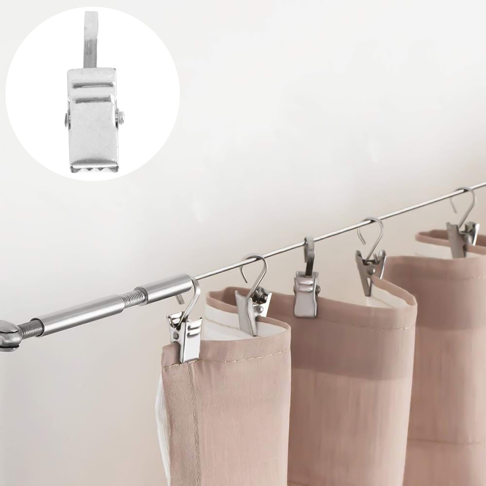 TAILTOSS 100Pcs Rustproof Clip Hooks For Curtains And Drapes Suitable ...