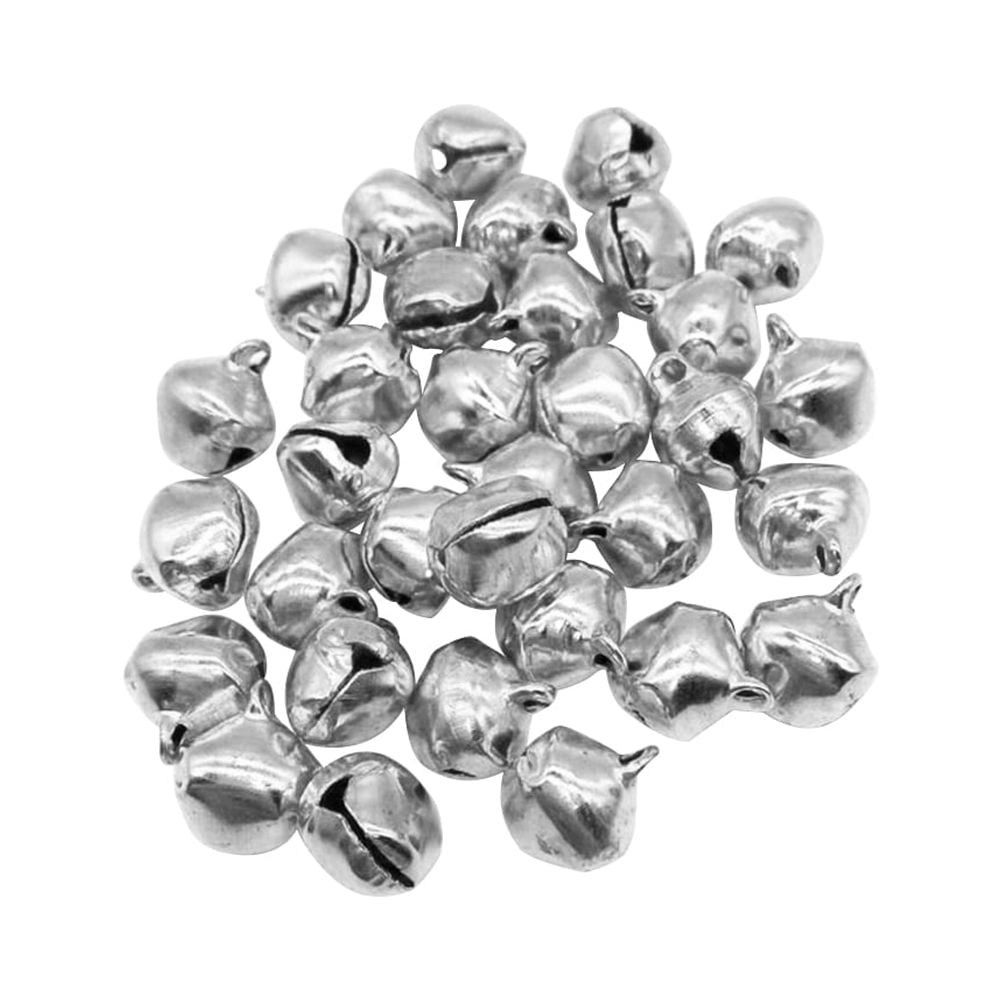TAILTOSS 100Pcs String Bells Silver Metal Round for Christmas and ...