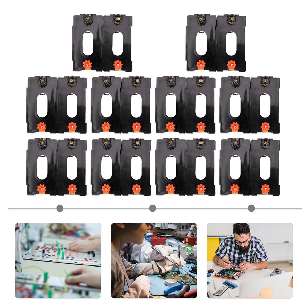 TAILTOSS 10Pcs Black Copper Plastic Battery Holder for Series Parallel ...